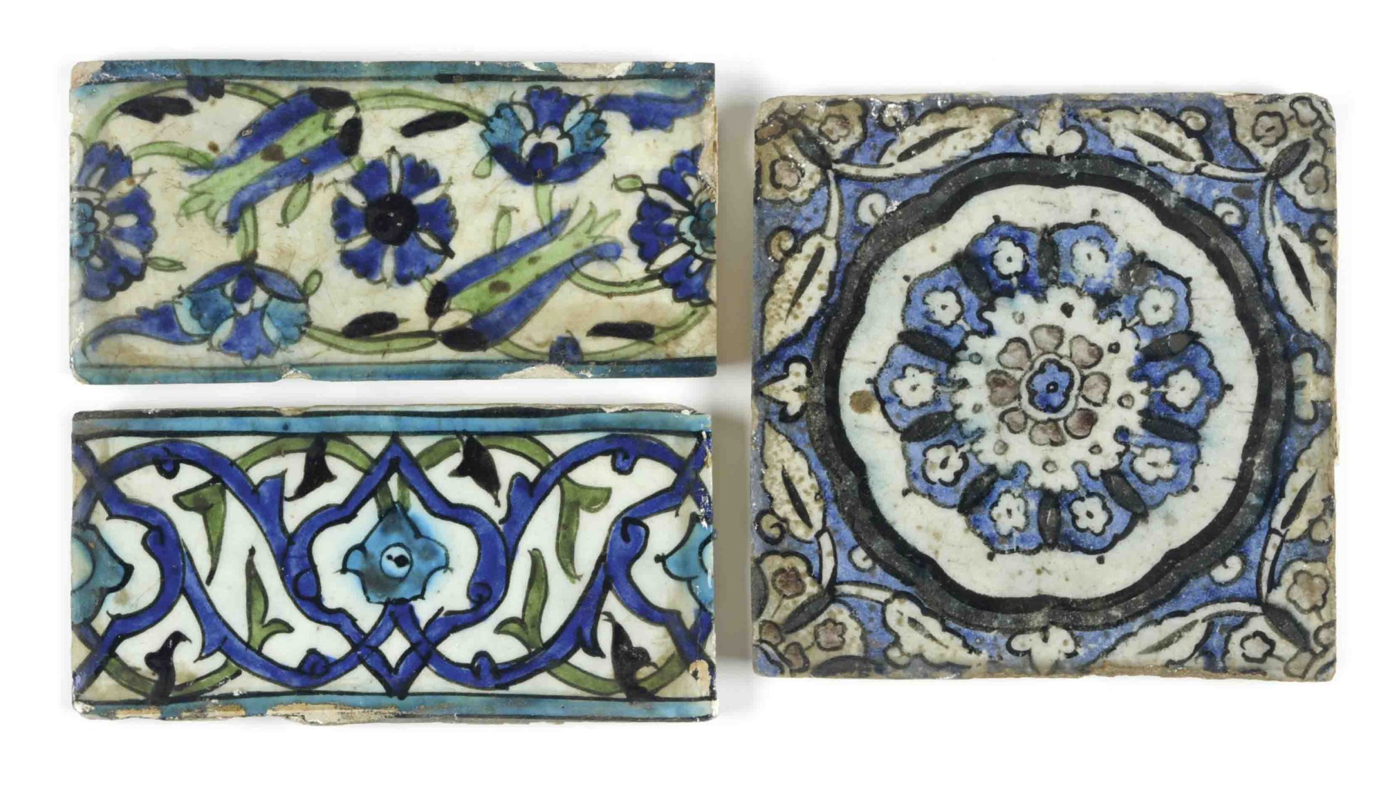 FOUR SYRIAN DAMASCUS TILES, , 17TH AND EARLY 18TH CENTURY, | Christie's