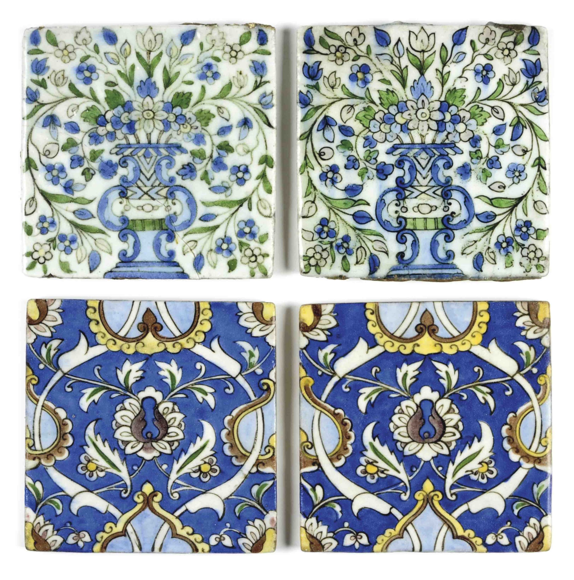 TWO PAIRS OF IRANIAN QAJAR TILES, , 19TH CENTURY, | Christie's