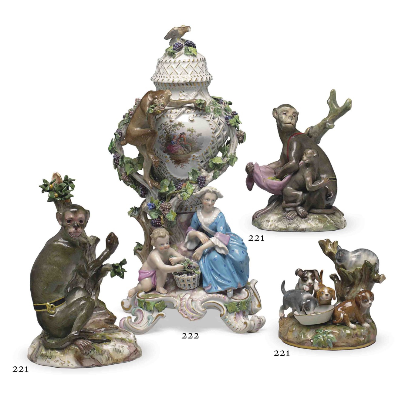 THREE MEISSEN PORCELAIN MODELS OF ANIMALS