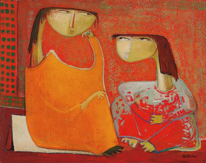 Angel Botello (Spanish/Puerto Rican 1913-1986) , Two Women in Red ...