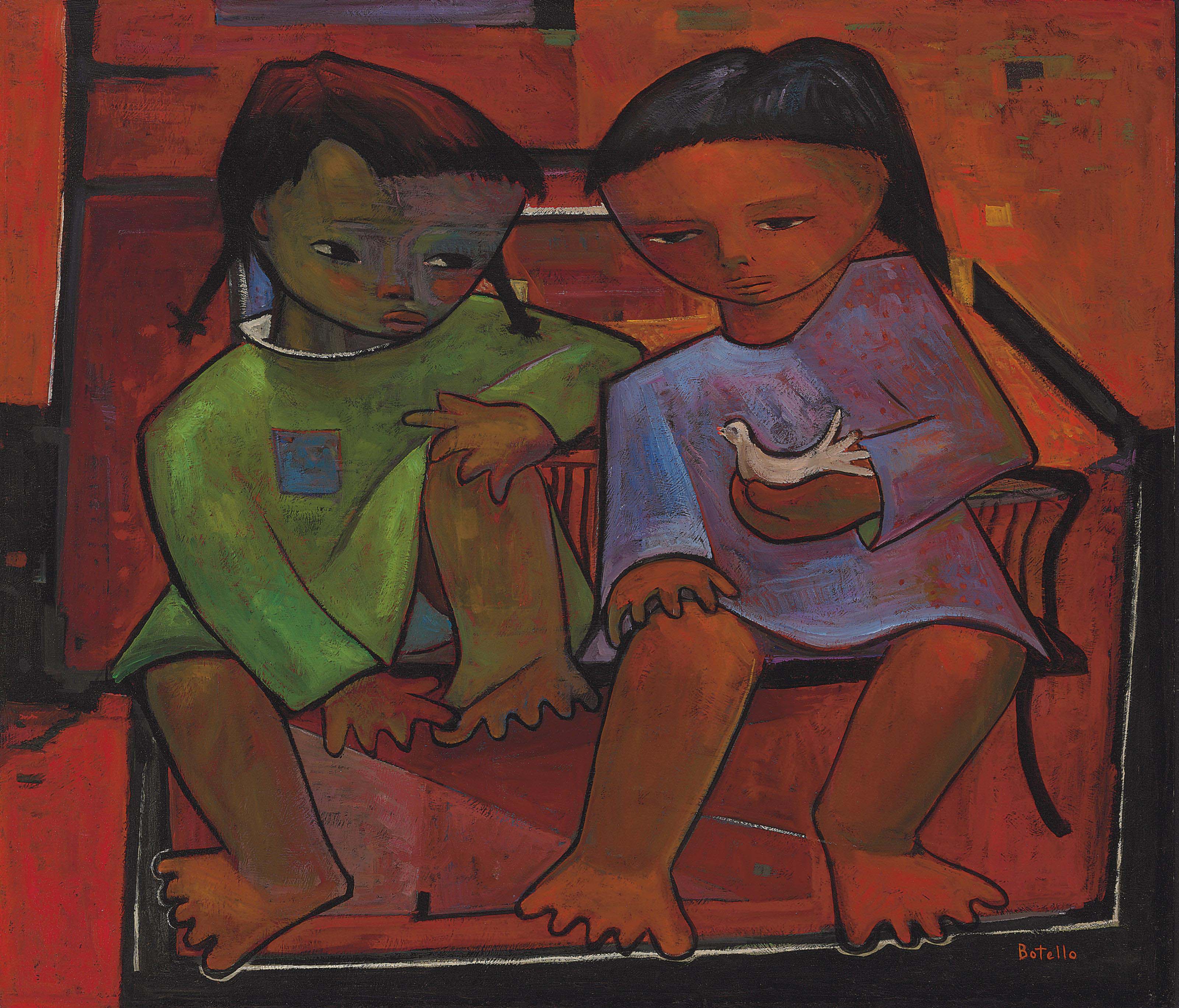 Angel Botello (Spanish/Puerto Rican 1913-1986) , Two Women in Red ...
