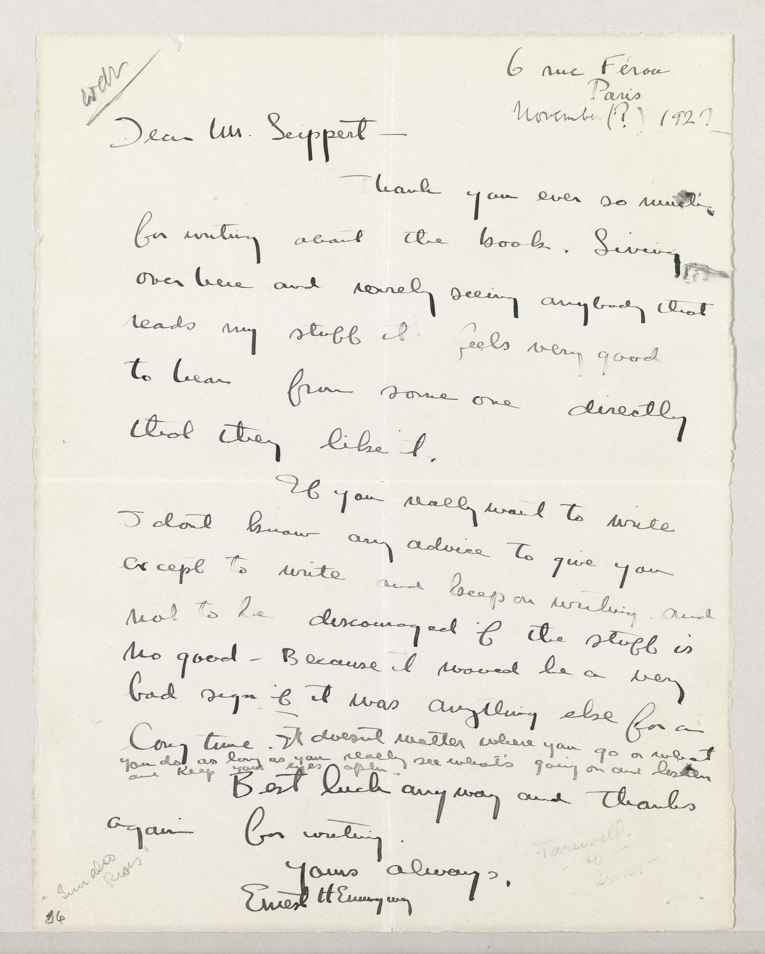 Ernest Hemingway Handwriting