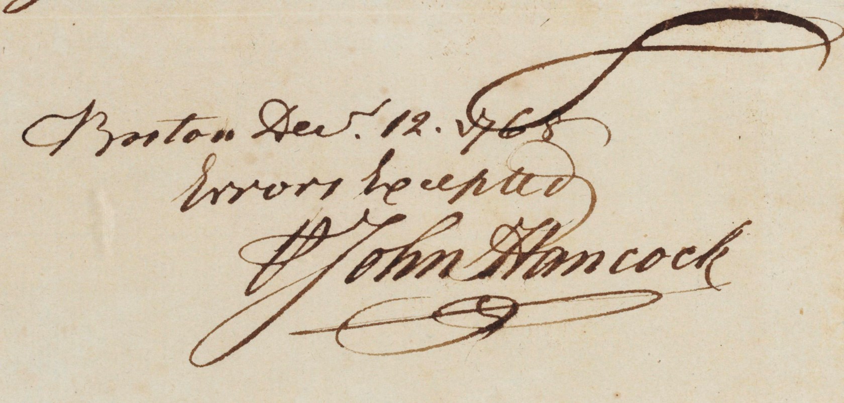 HANCOCK, John (1737-1793), Signer (Massachusetts). Document signed ...