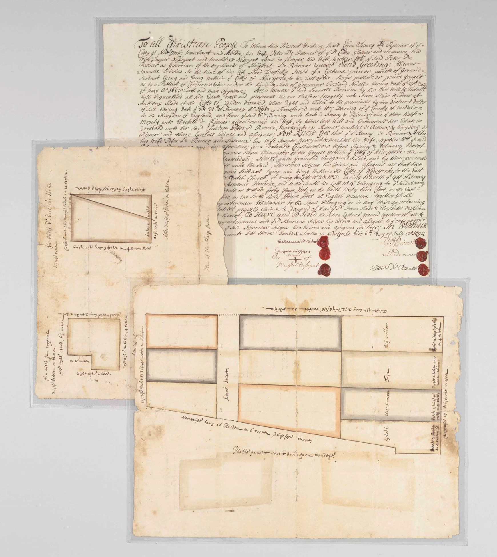 [NEW YORK, SEVENTEETH CENTURY]. A group of two manuscript documents (1 ...