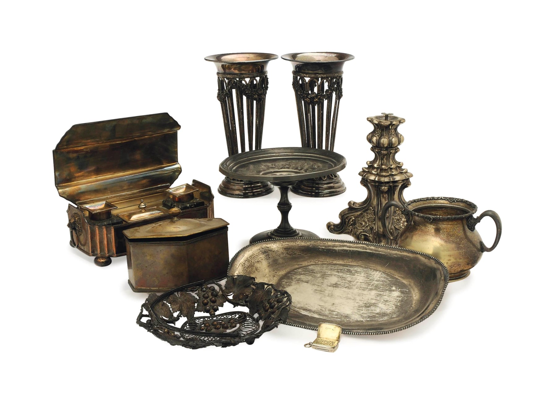 A GROUP OF SILVER AND SILVER-PLATED ITEMS, , VARIOUSLY MARKED, 19TH ...