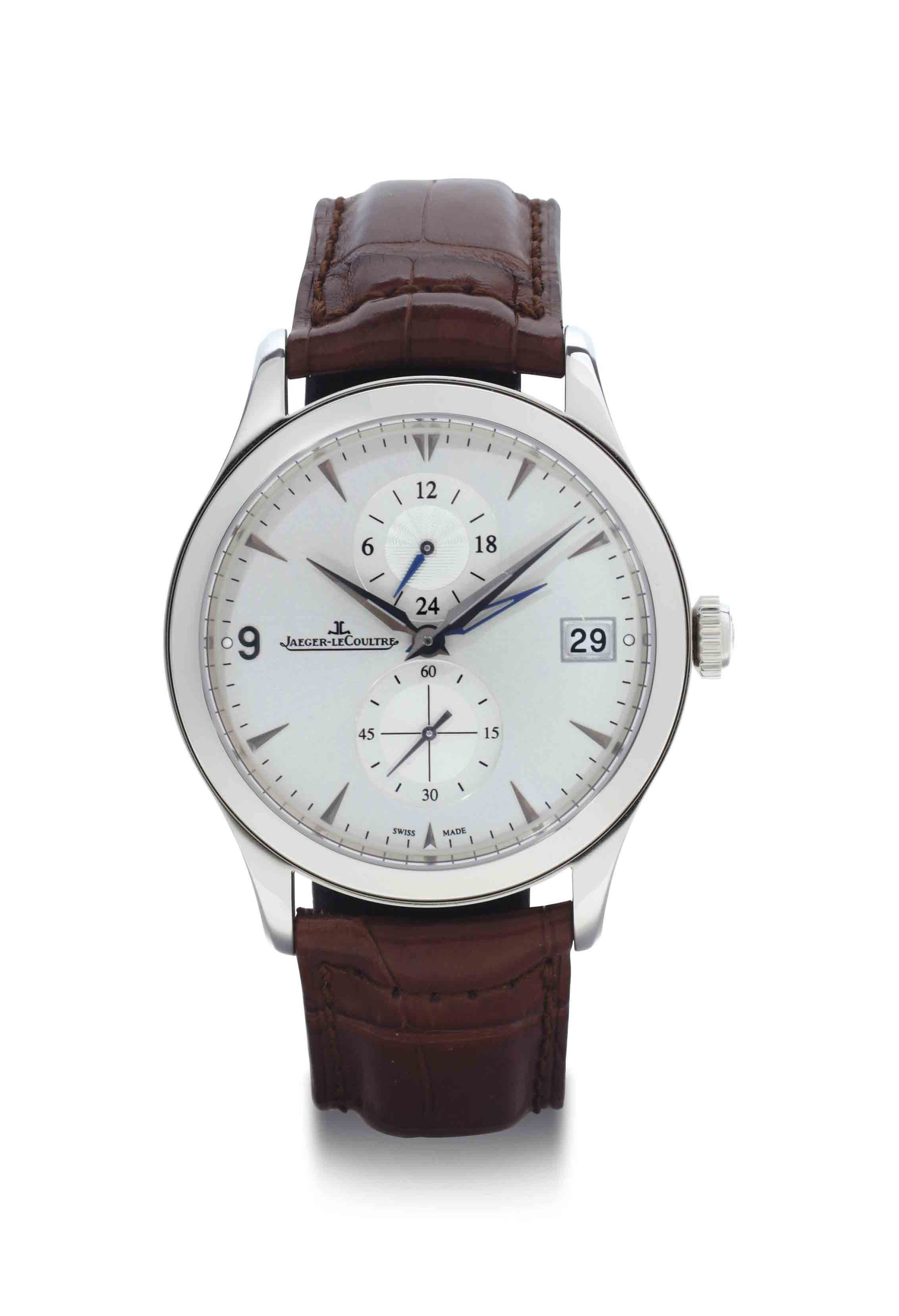 Jaeger-LeCoultre. A Stainless Steel Automatic Dual Time Wristwatch With ...