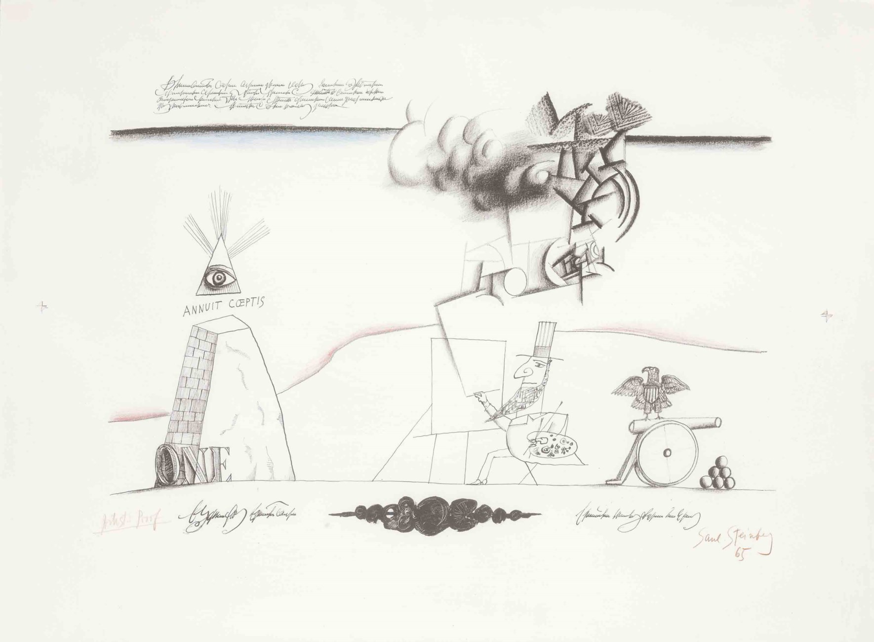 SAUL STEINBERG (1914-1999) , Sam's Art, from New York International ...