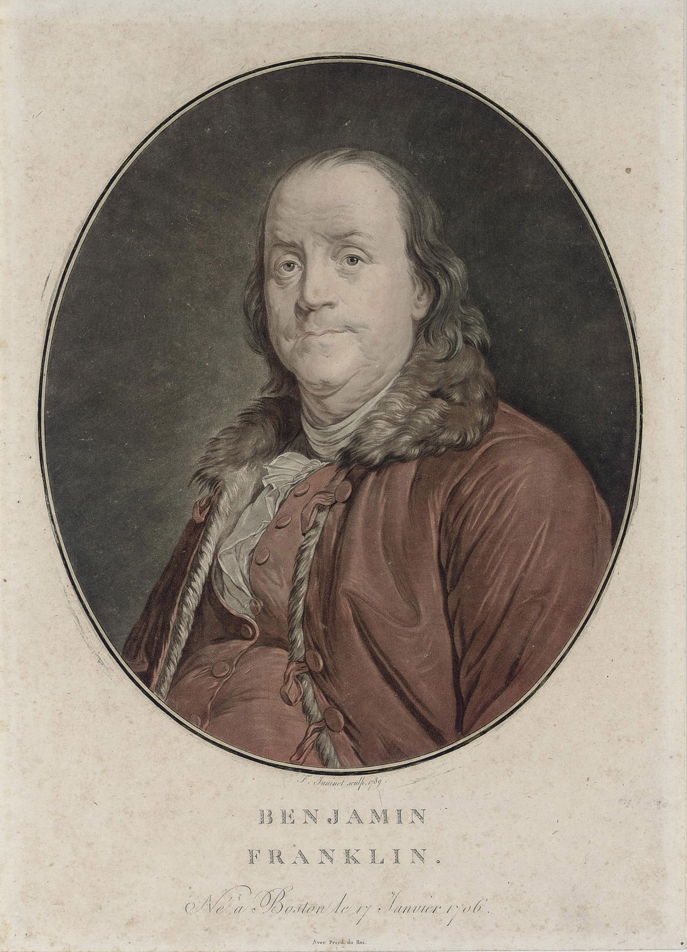 [FRANKLIN, Benjamin]. Benjamin Franklin, né à Boston le 17 Janvier 1706 ...