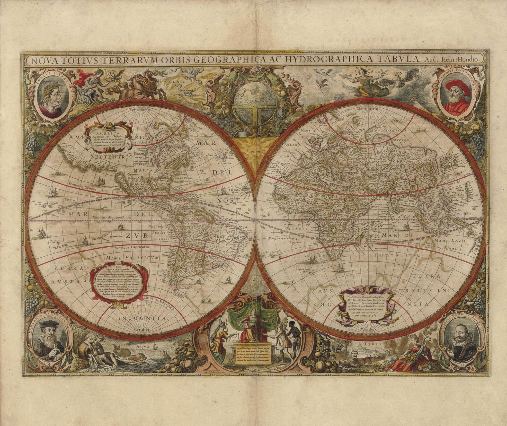 HONDIUS, Henricus (1597-1651). Nova totius terrarum orbis geographica ...