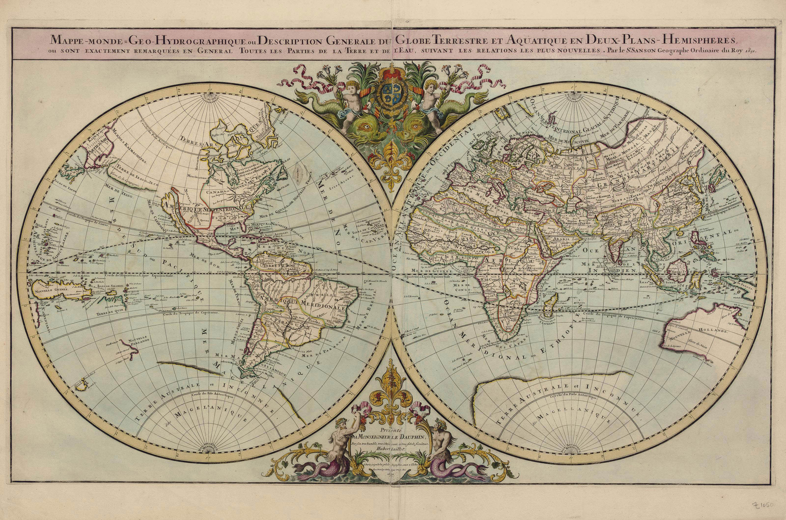 JAILLOT, Alexis Hubert (1632-1712). Mappe-Monde Geo-Hydrographique, ou Description Generale du ...
