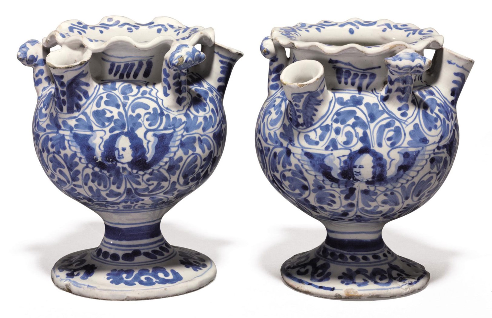 TWO LONDON DELFT BLUE AND WHITE FLOWER-VASES , CIRCA 1670-1690, PERHAPS ...