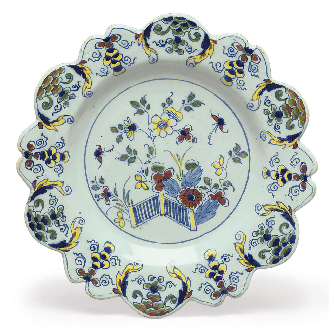 A LONDON DELFT YELLOW-GROUND PLATE , CIRCA 1745-1750, PROBABLY WILLIAM ...