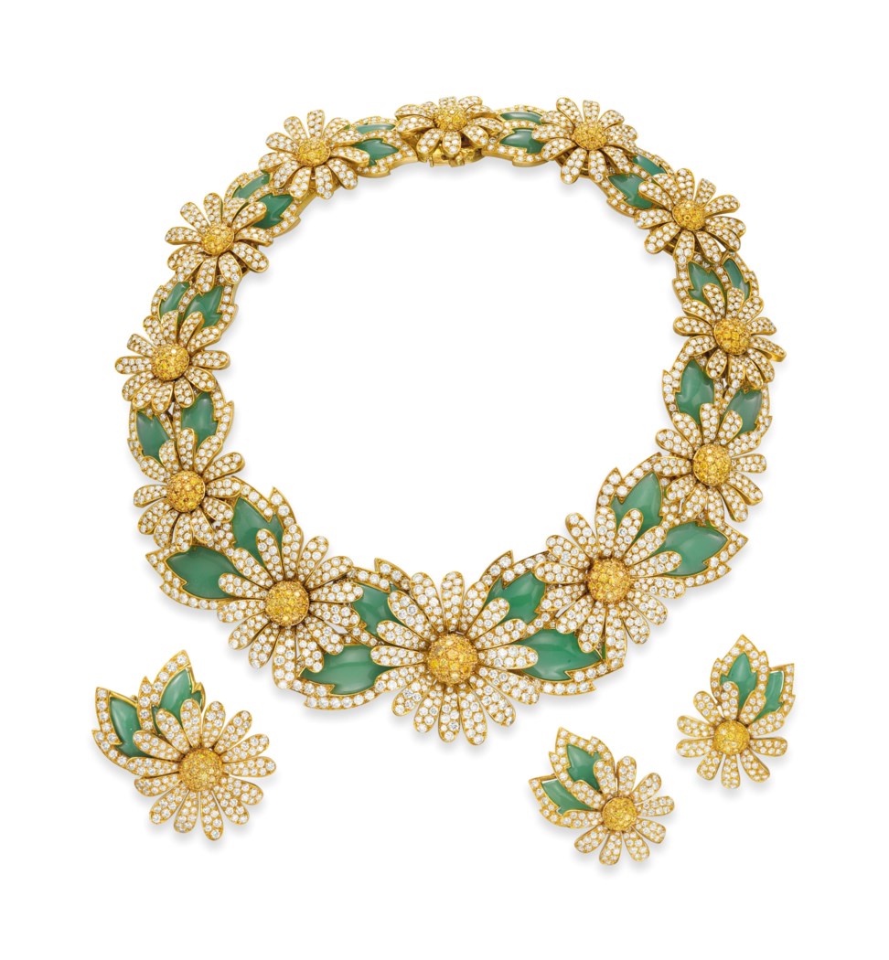 THE DAISY PARUREA SUITE OF DIAMOND, COLORED DIAMOND AND CHRYSOPRASE ...