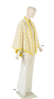 A WHITE ALLOVER DAISY CROCHET KNIT TWO-PIECE ENSEMBLE , PROBABLY ...