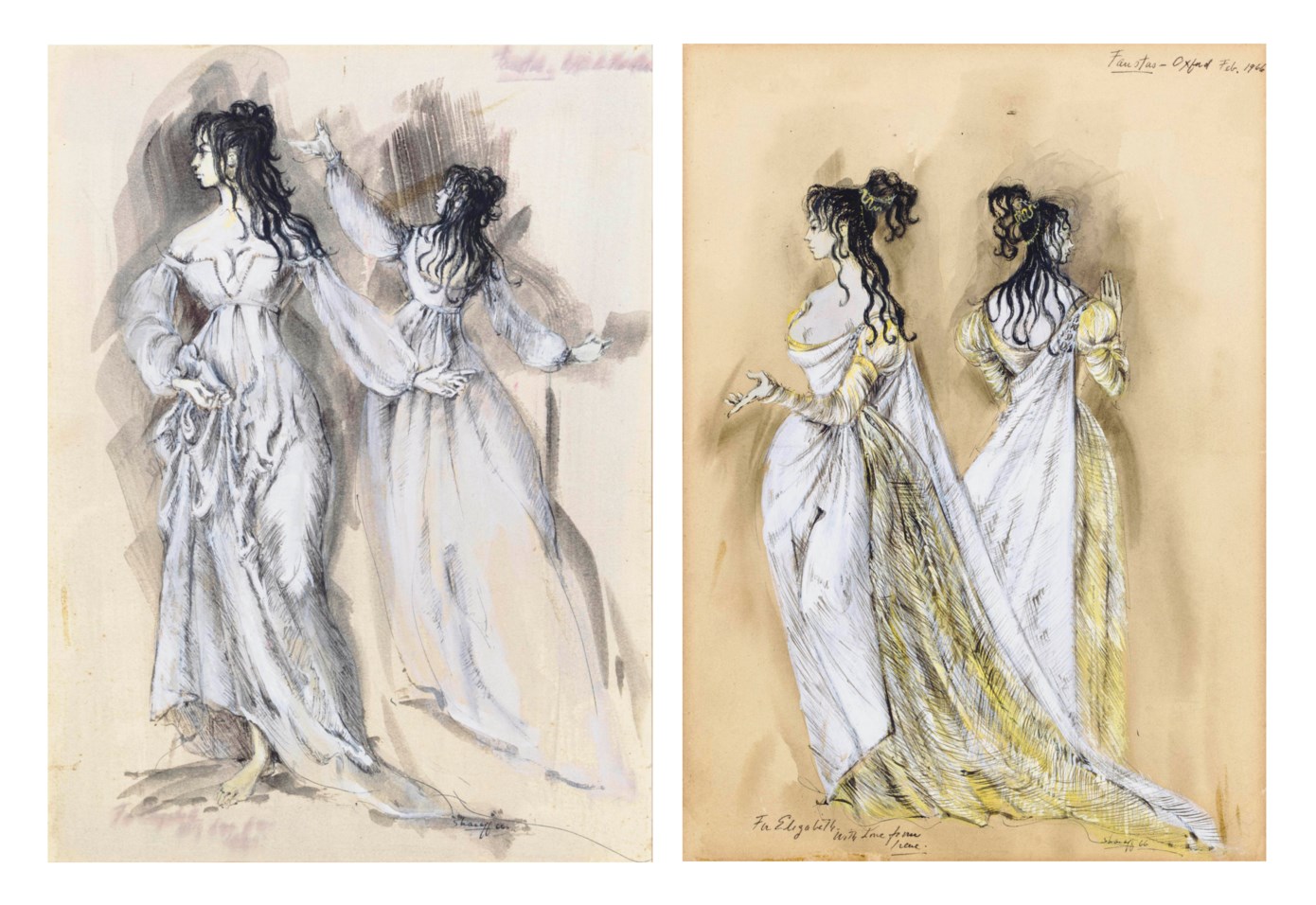 Irene Sharaff (1910-1993) , Costume designs for Doctor Faustus: two ...