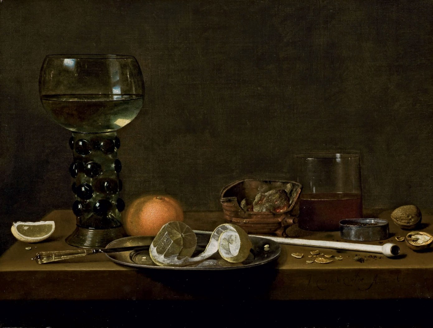 JAN JANSZ. VAN DE VELDE III (1620-1662) , Roemer, citron pelé, orange ...