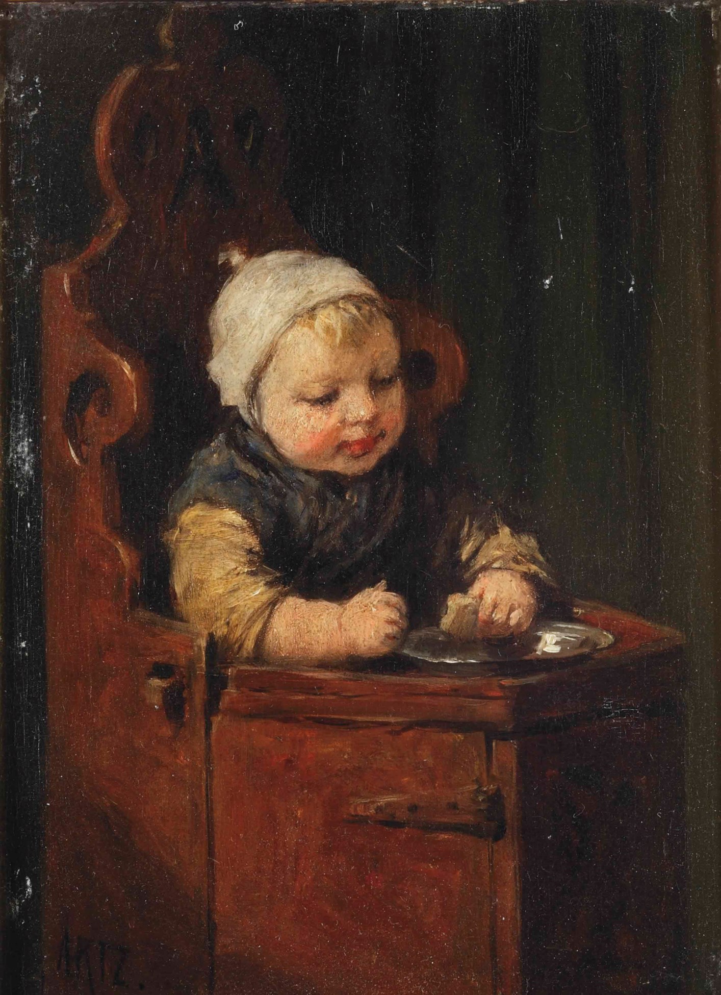 David Adolph Constant Artz (1837-1890) , Toddler in a child seat ...