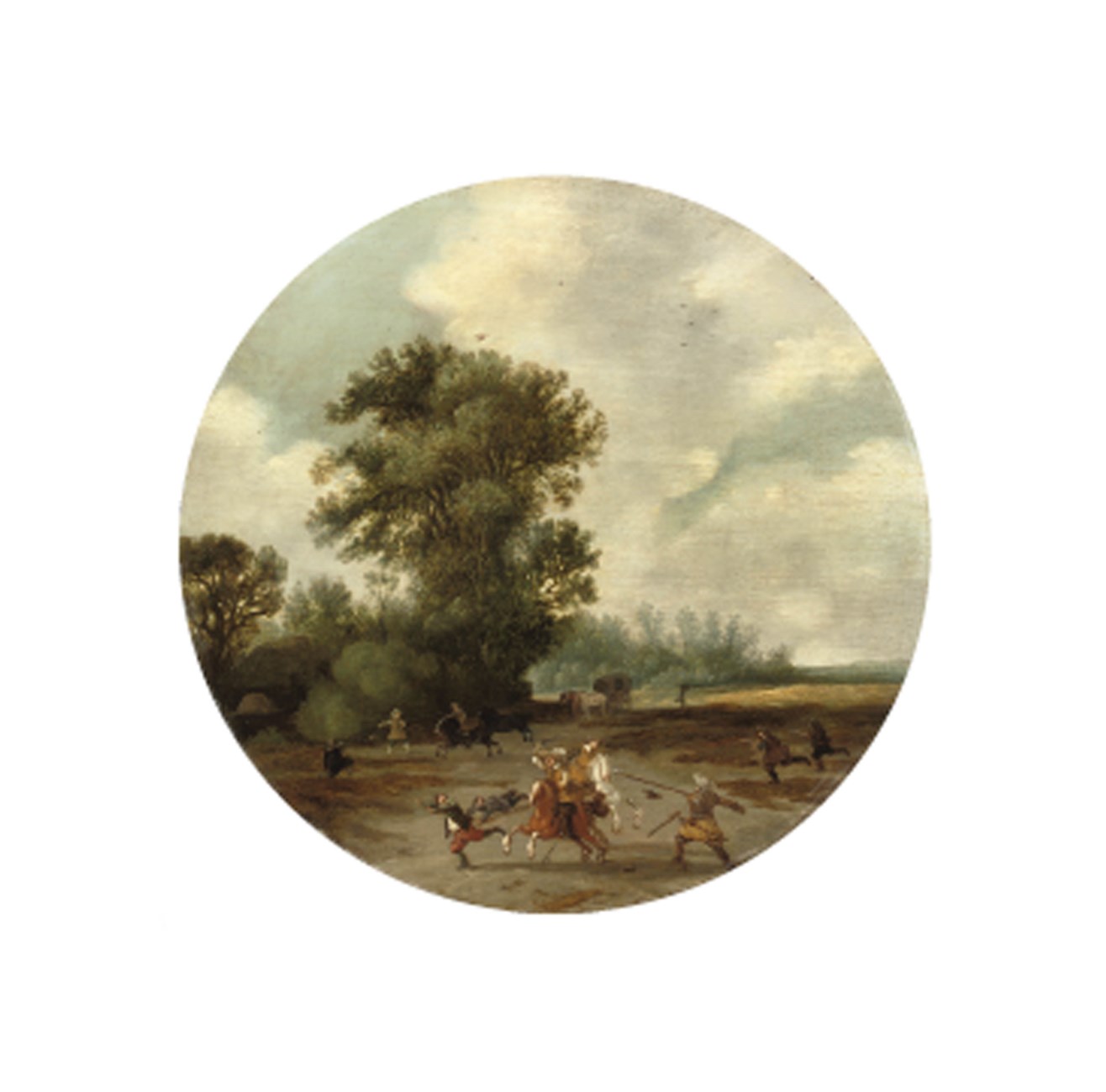 Pieter de Neyn (Leiden 1597-1639) , A landscape with a skirmish in the ...