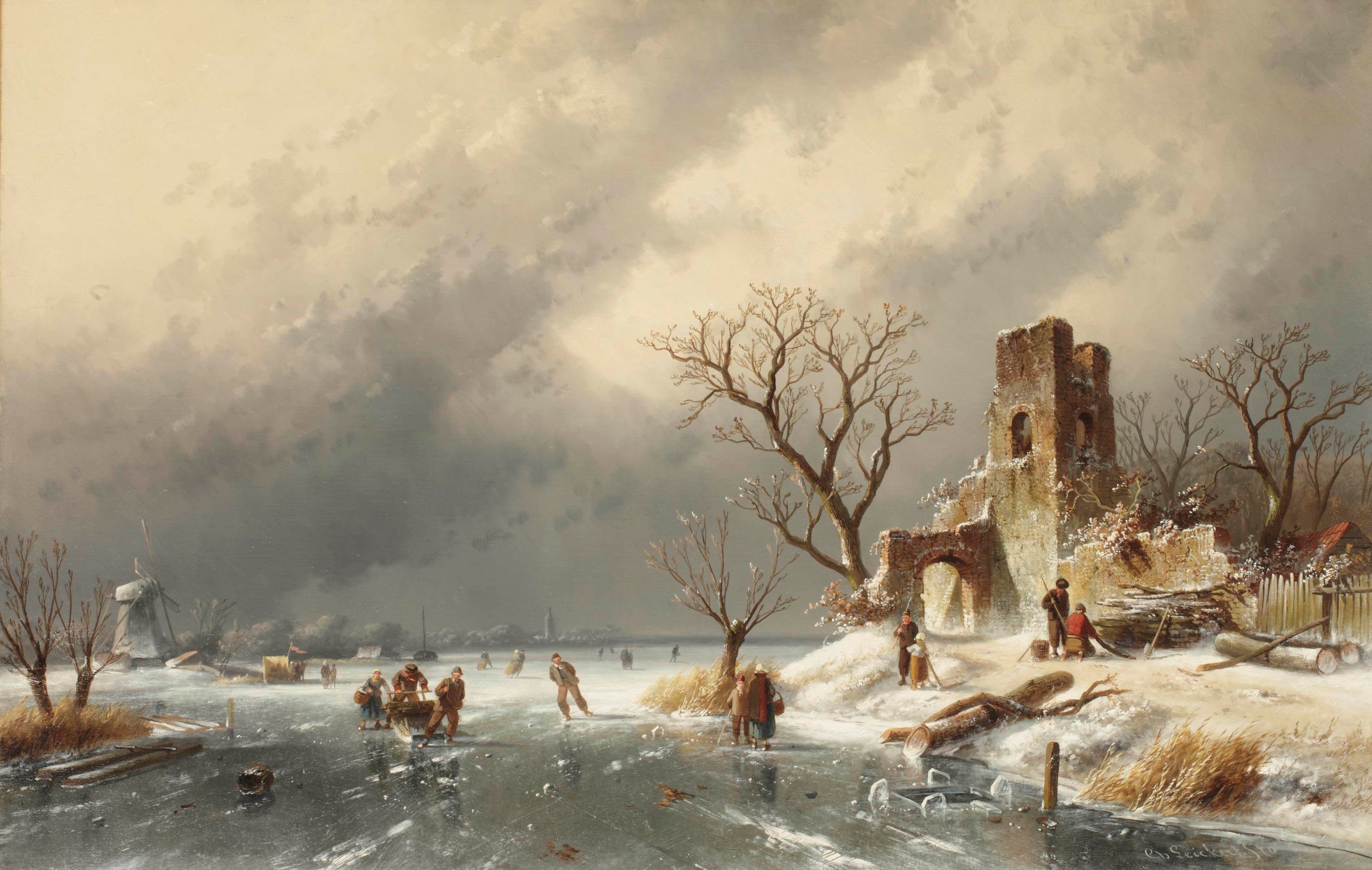 Charles Henri Joseph Leickert (Brussels 1816-1907 Mainz) , A winter ...