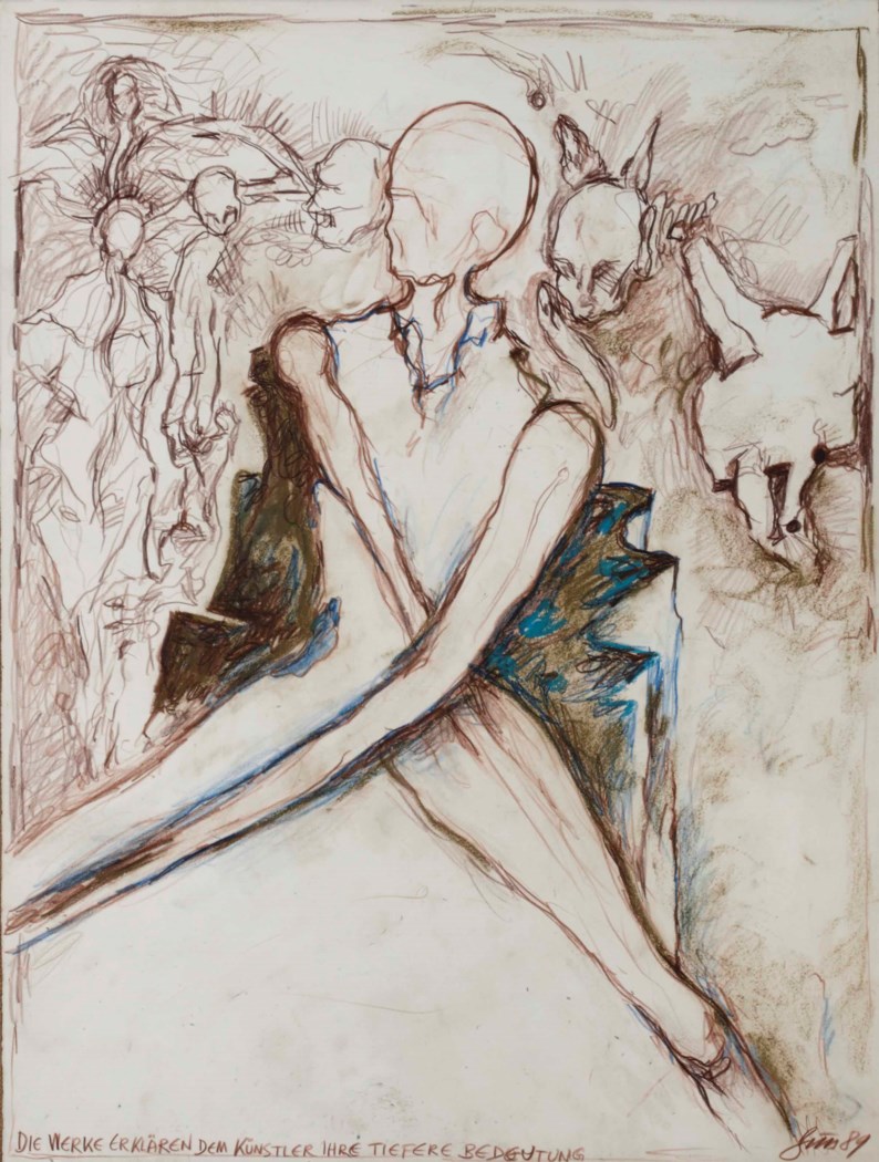 Günter Brus (b. 1938) , Die Werke erklären dem Künstler Ihre tiefere ...