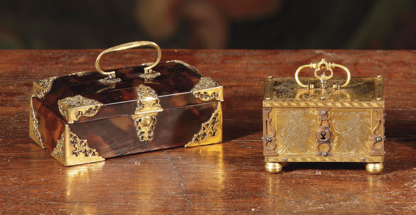 A SOUTH GERMAN ENGRAVED AND GILT BRASS CASKET , CIRCA 1580-1600 ...