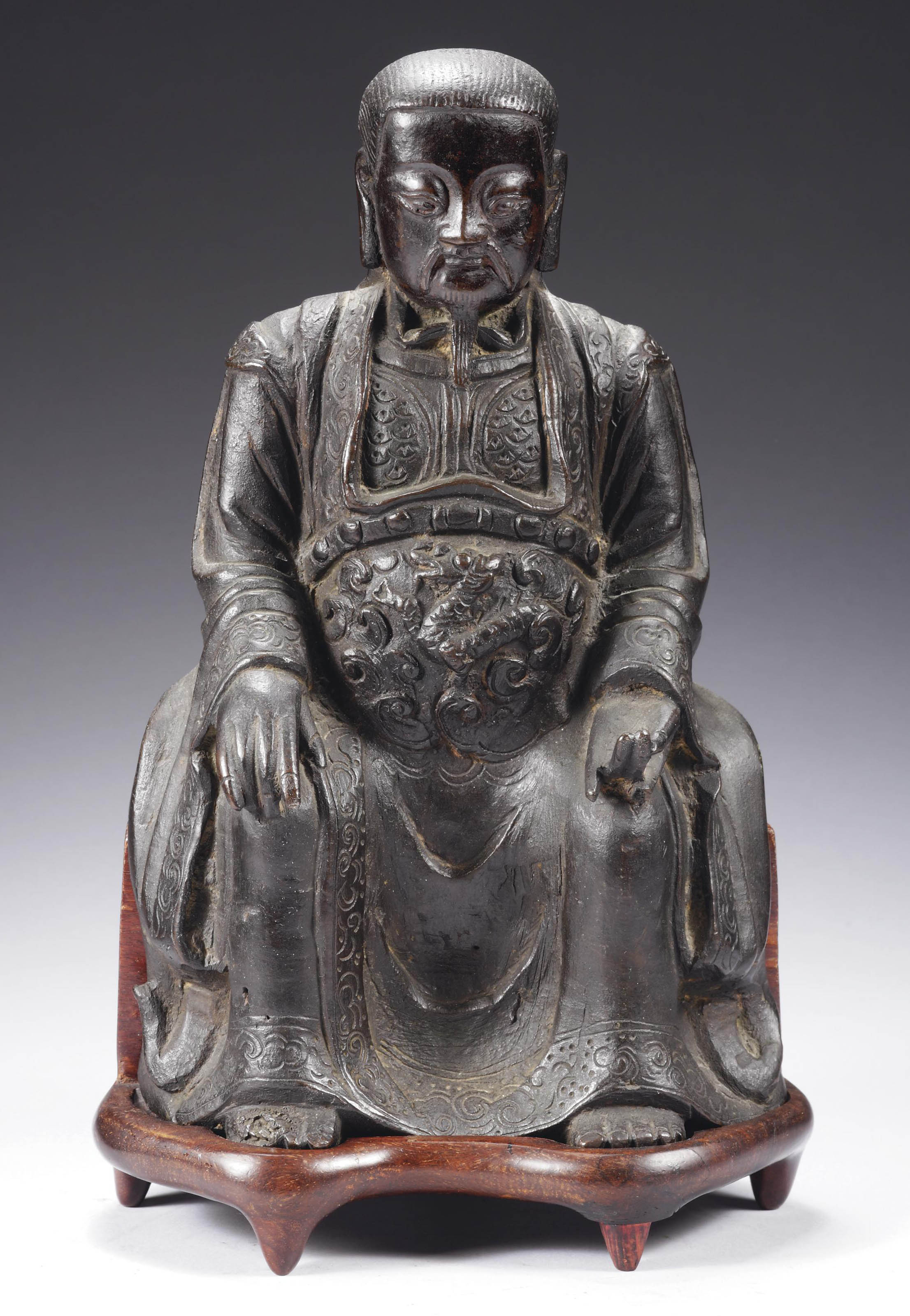 A Chinese bronze figure of Xuanwu