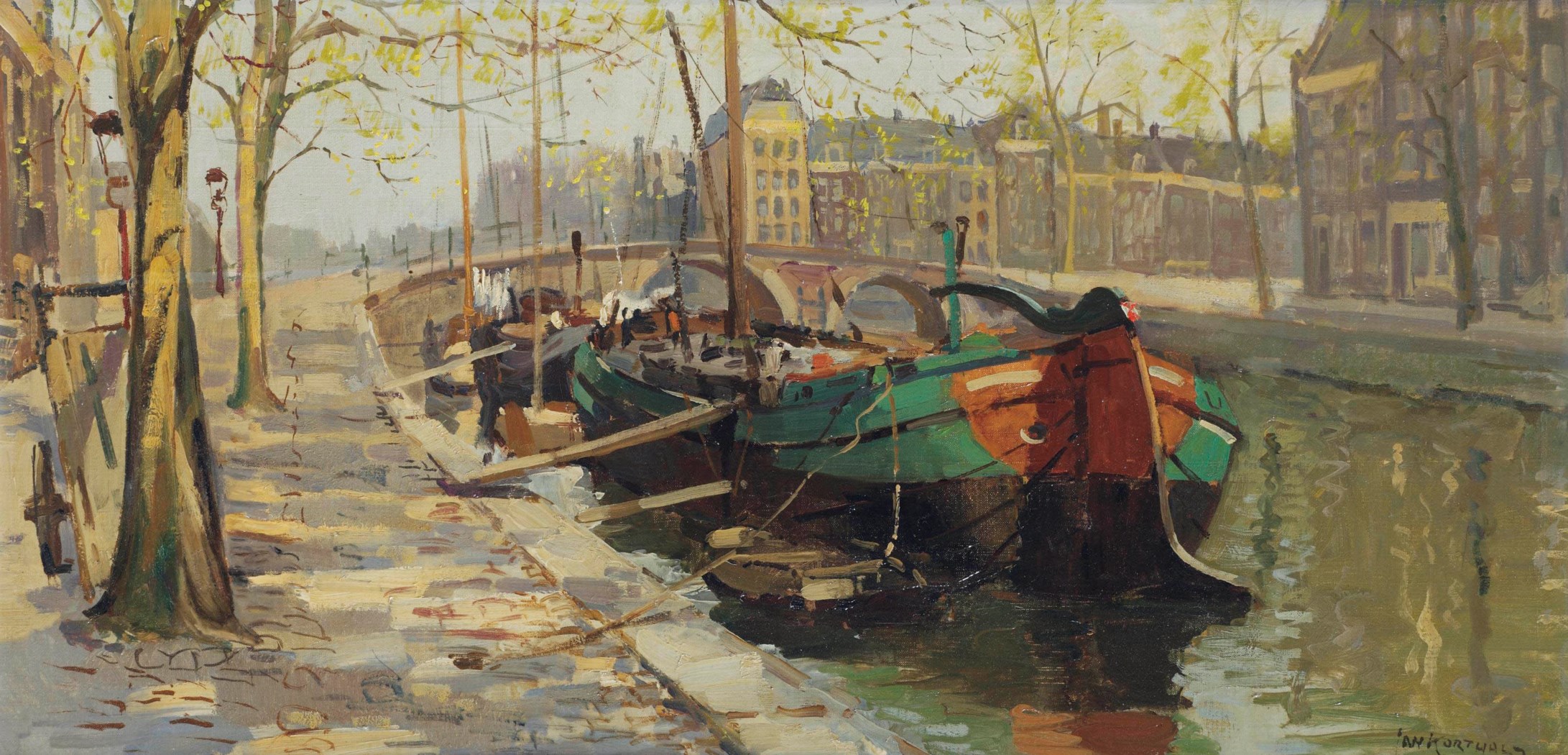 Jan Korthals (1916-1972) , A view of an Amsterdam canal | Christie's
