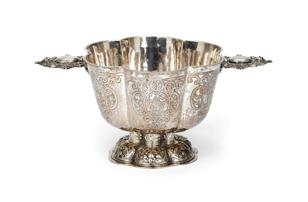 A Dutch silver lobed circular brandy-bowl , MARK OF ADRIAEN MUNTINCK ...