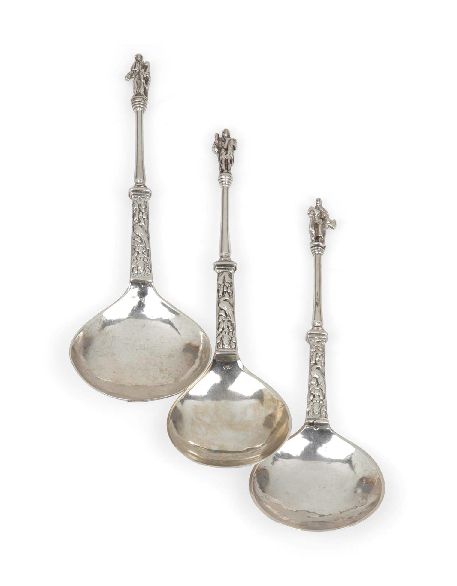Three Dutch silver 'apostle' spoons