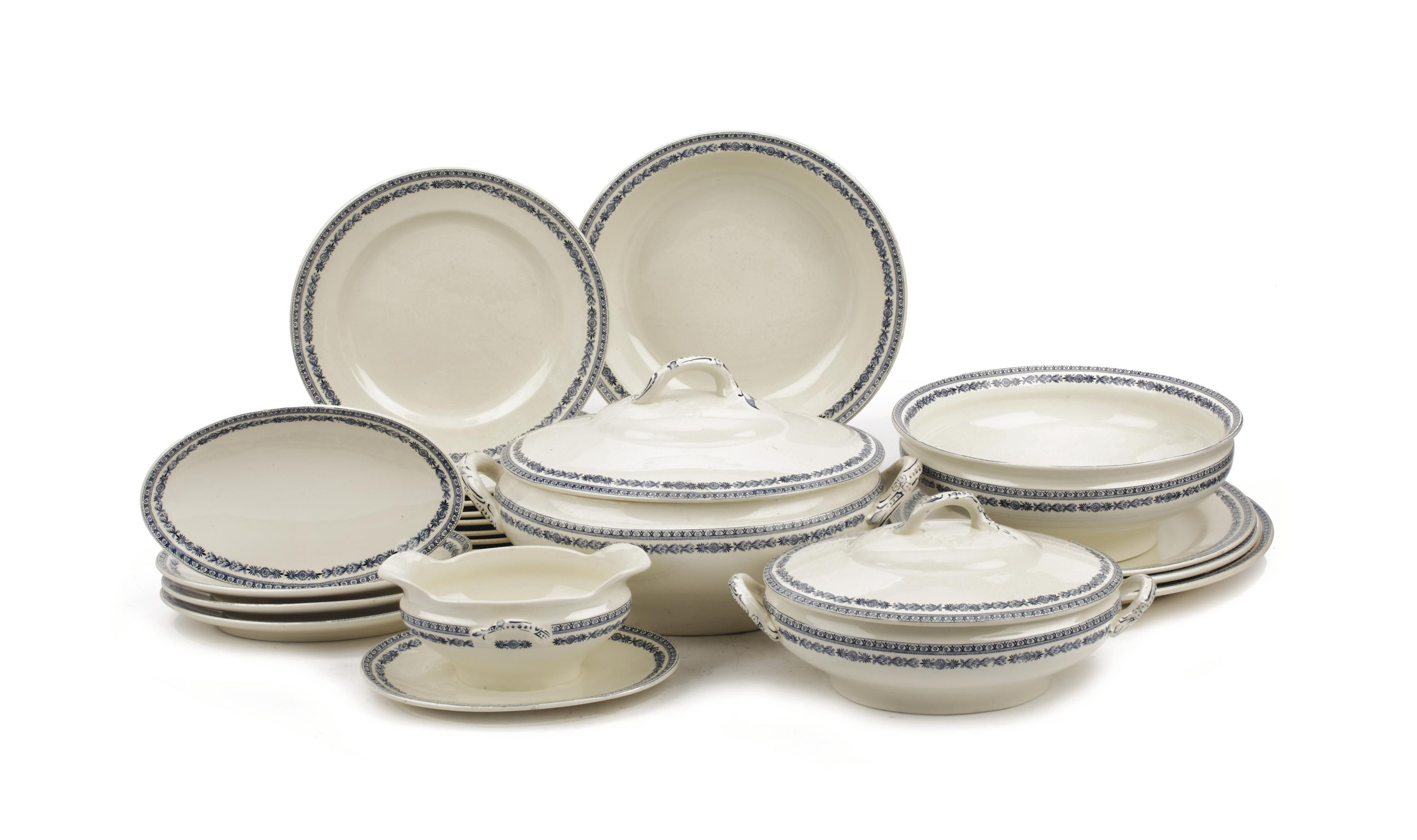 A Napoleon III transfer-printed ceramic part dinner service