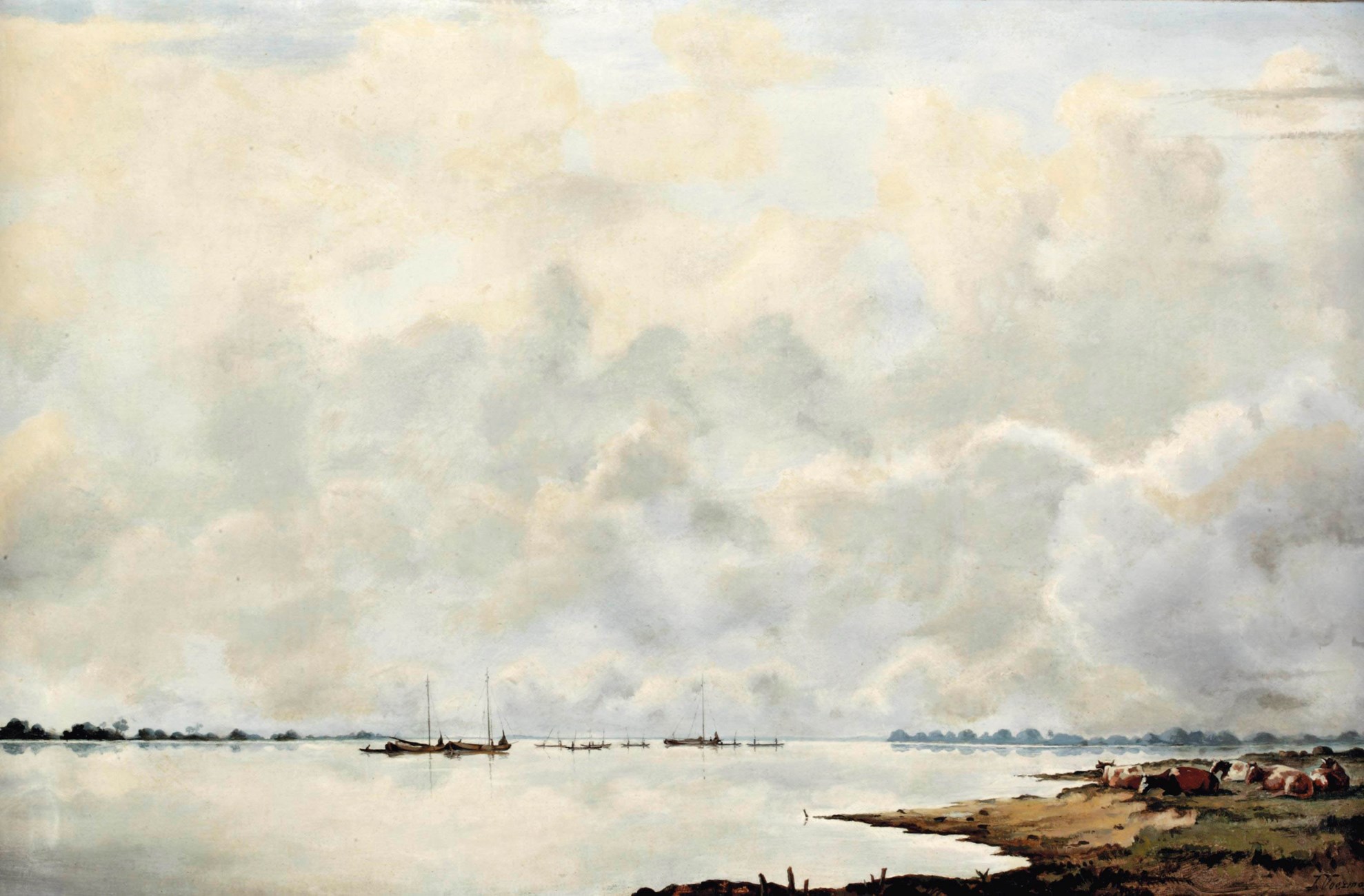 Jan Voerman (1857-1941) , Cows along the river IJssel | Christie's