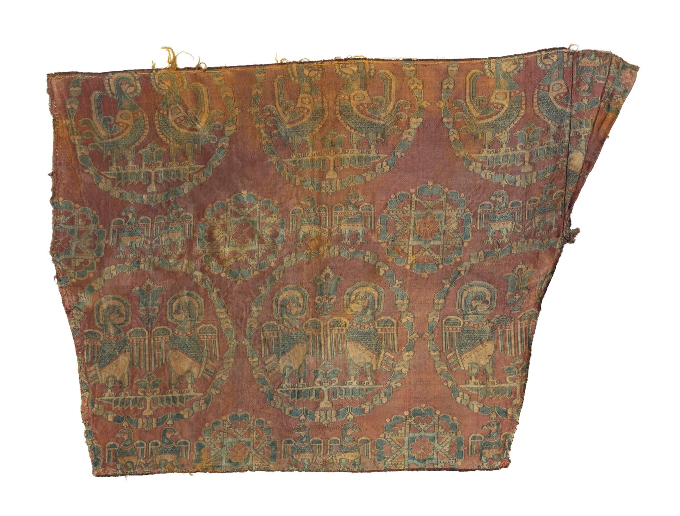 AN EARLY ISLAMIC SILK LAMPAS PANEL , IRAN, SECOND HALF 7TH OR 8TH ...