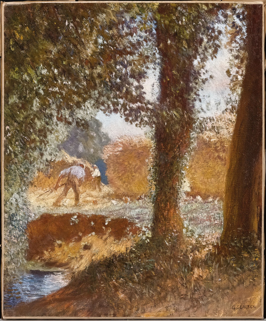 Sir George Clausen, R.A., R.W.S. (1852-1944) , The Rickyard: a sunny ...