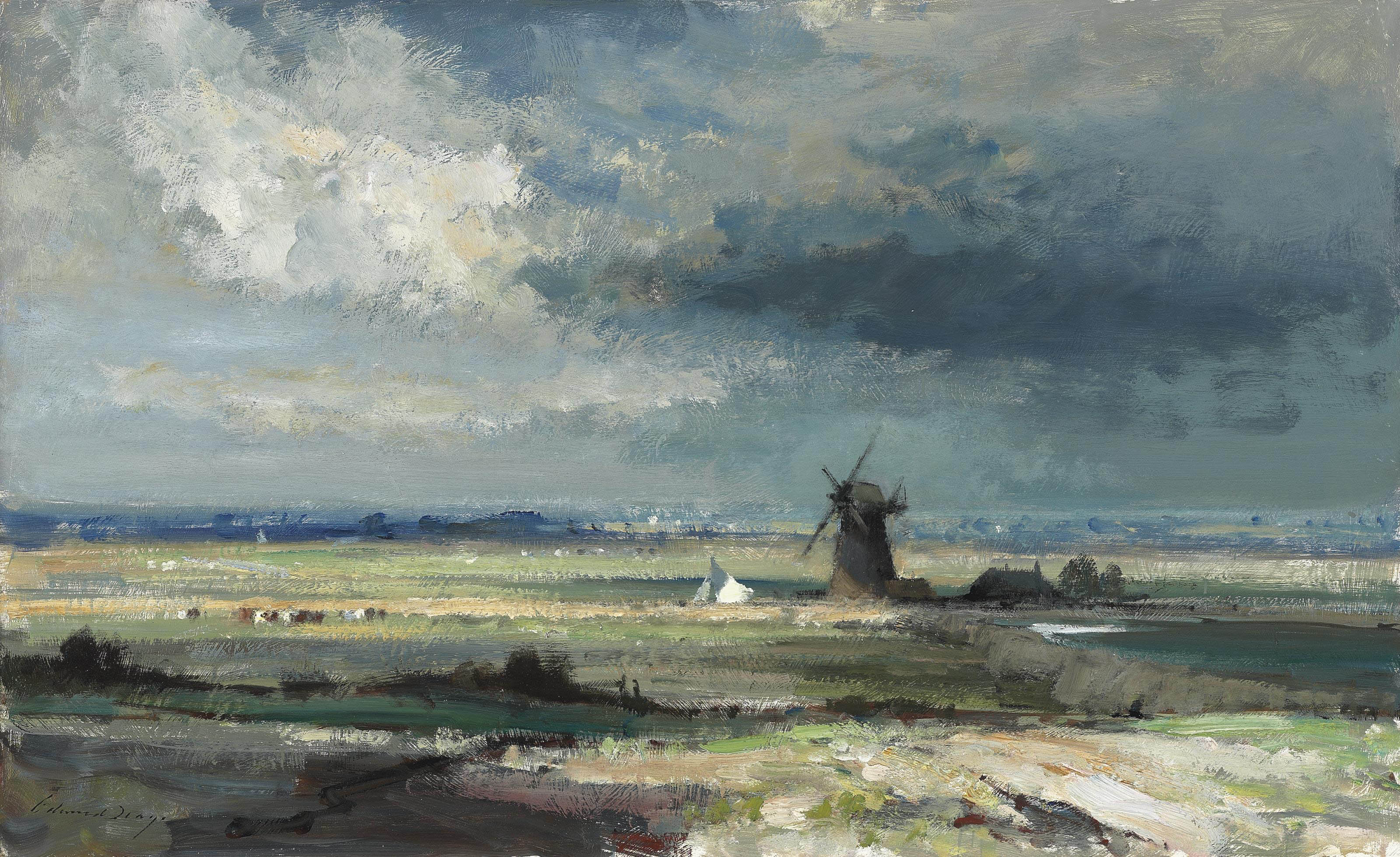Edward Seago, R.W.S., R.B.A. (1910-1974) , Thurne Mill, Norfolk ...