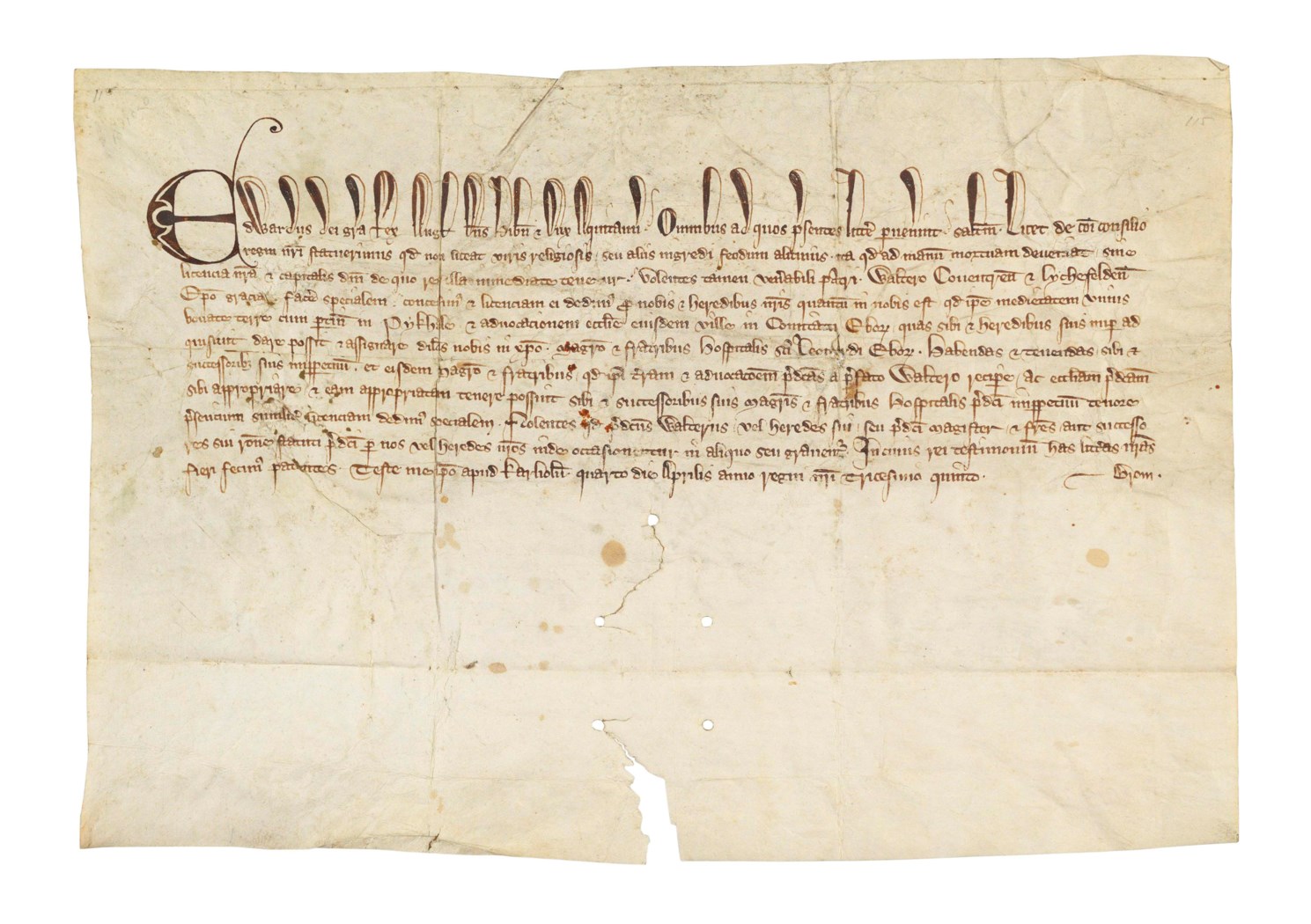 EDWARD I (1239-1307), king of England. Letters patent, Carlisle, 4 ...