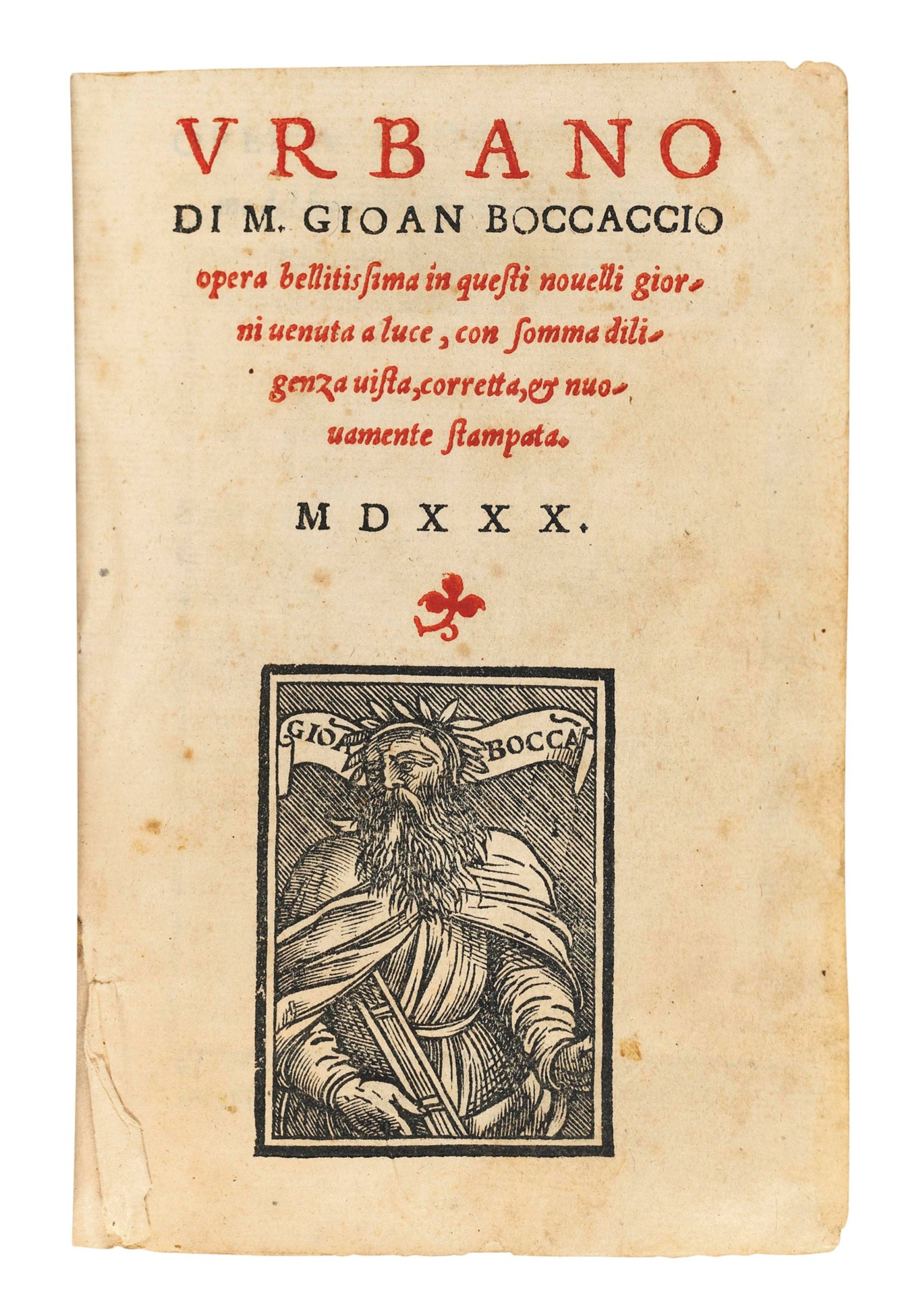 BOCCACCIO, Giovanni (c.1313-75). Urbano. Venice: Nicolo Zoppino, 1530 ...
