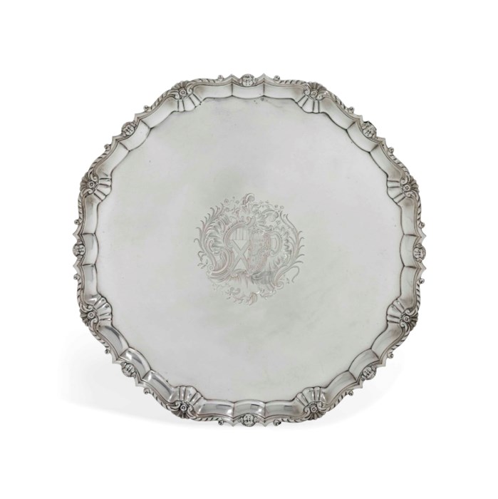 A GEORGE II IRISH SILVER SALVER