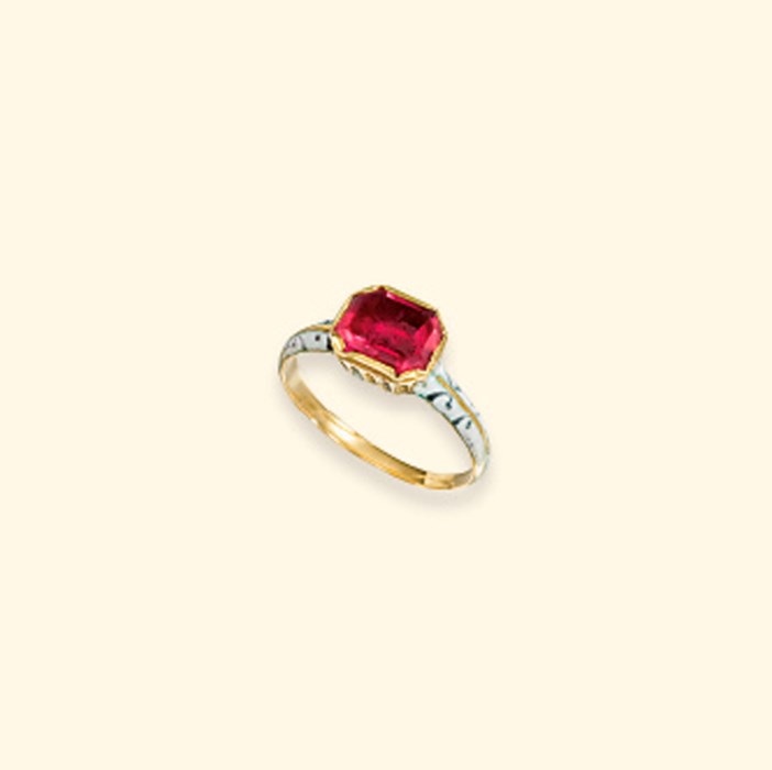 A 17TH CENTURY ROCK CRYSTAL AND ENAMEL RING | Christie's