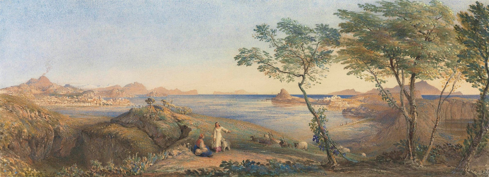 Samuel Palmer, R.W.S. (London 1805-1881) , The Bay of Baiae from Monte ...