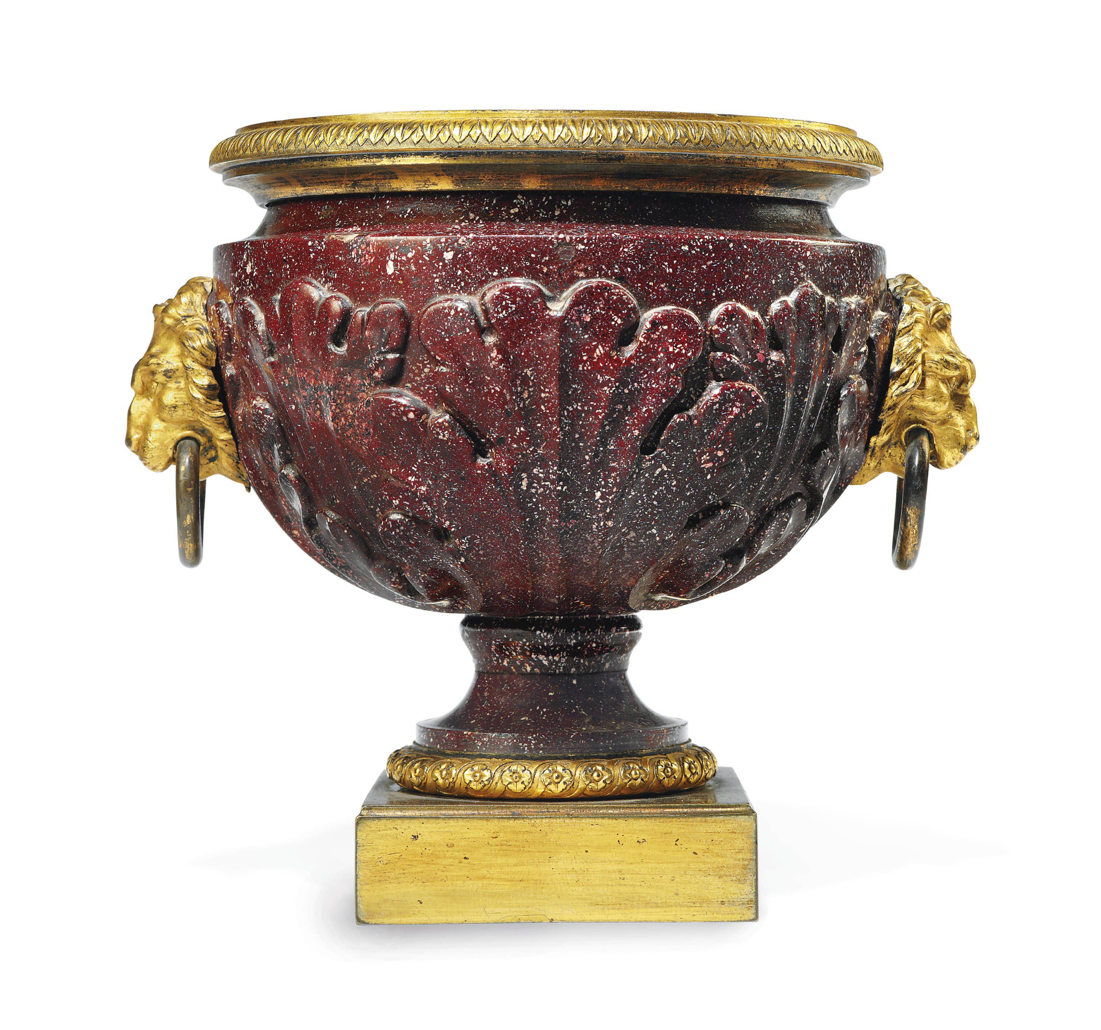 A LATE LOUIS XV ORMOLU-MOUNTED PORPHYRY VASE , THE PORPHYRY BOWL LATE ...