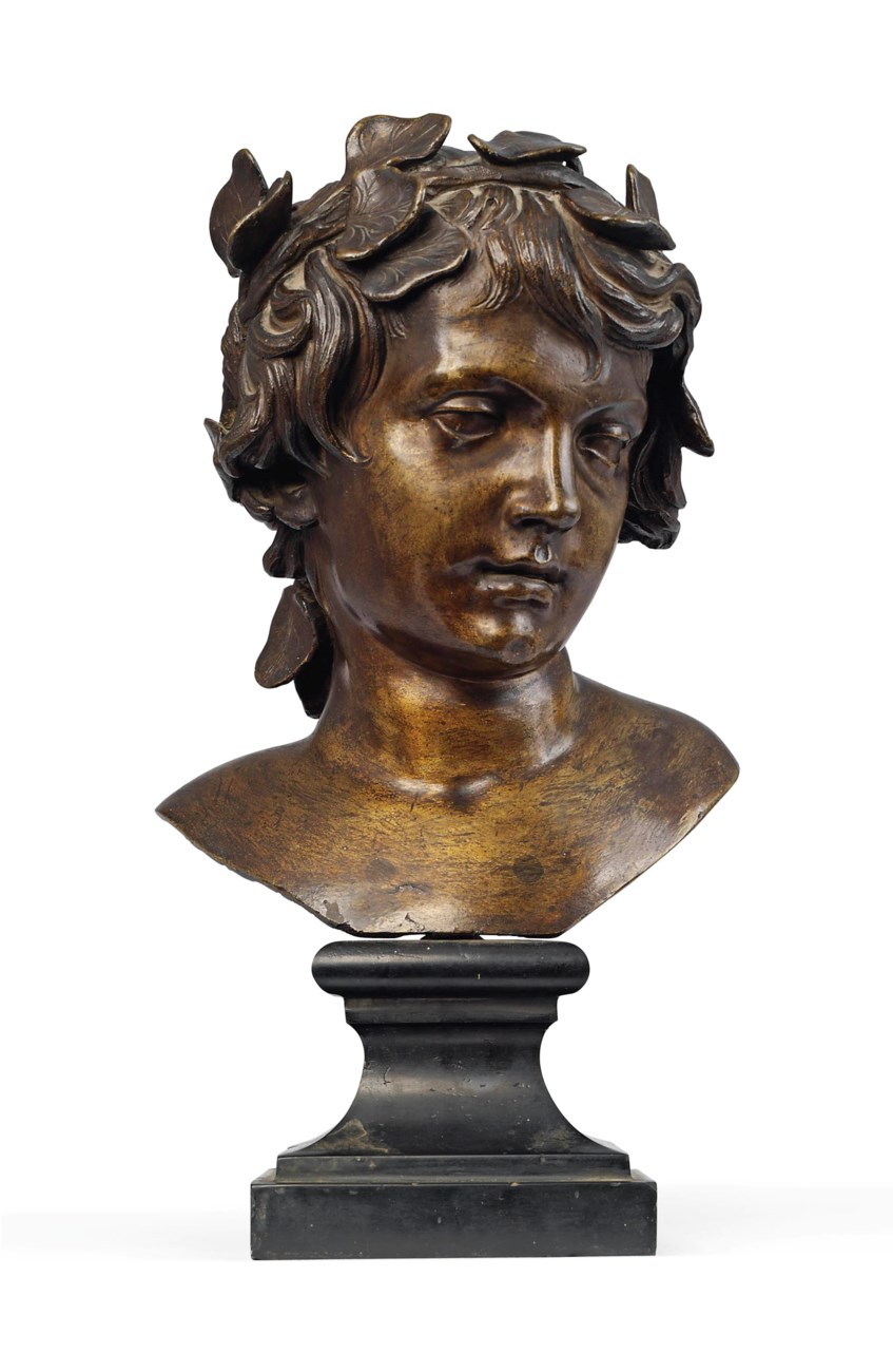 A GILT-BRONZE BUST OF THE YOUNG BACCHUS , CAST FROM A MODEL ATTRIBUTED ...