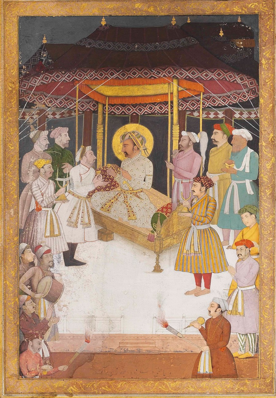 JAHANGIR RECEIVING A COURTIER IN DURBAR , MUGHAL INDIA, CIRCA 1620-30 ...