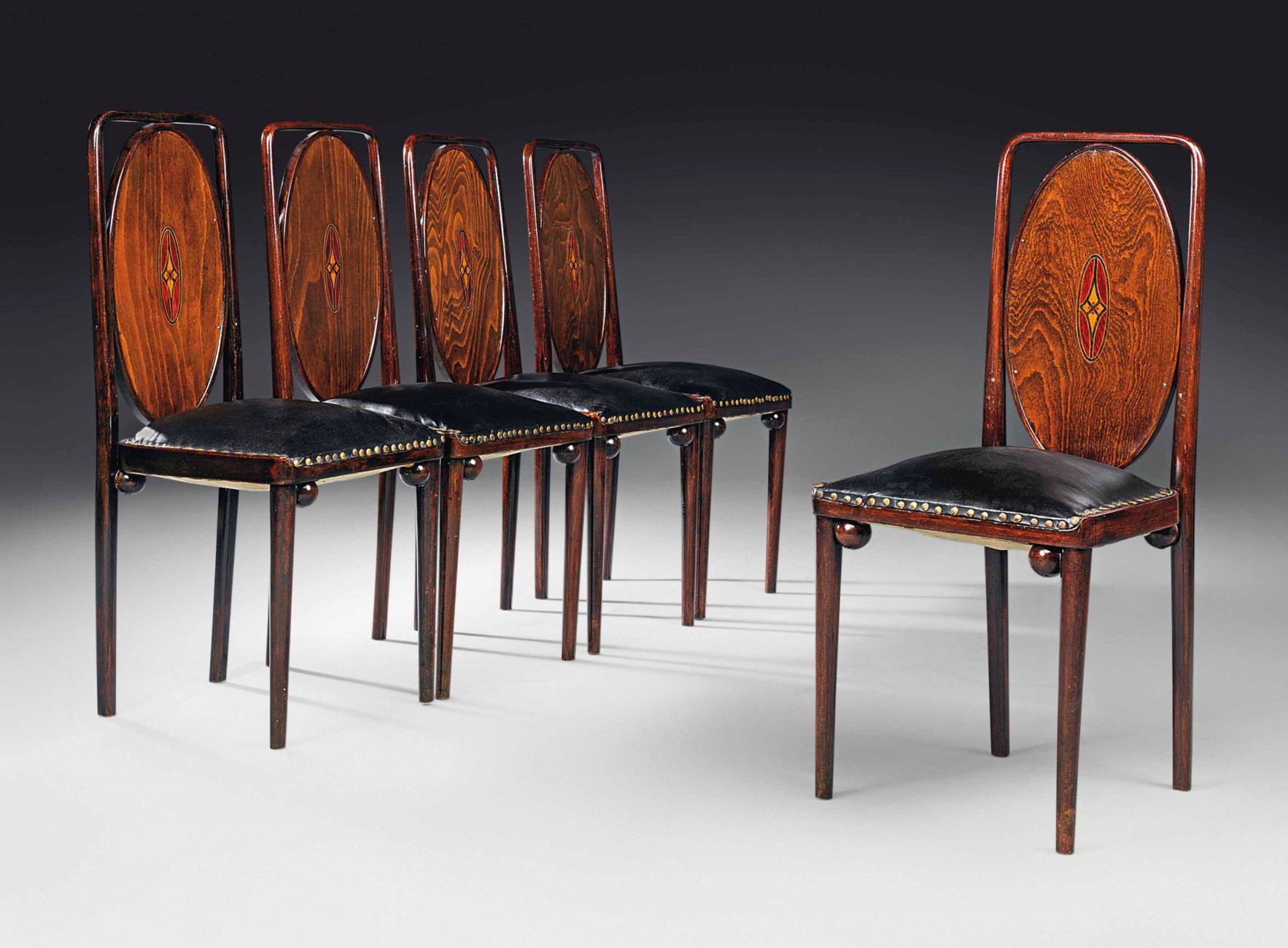JOSEF HOFFMANN (1870-1956), ATTRIBUTED , SET OF FIVE CHAIRS, CIRCA 1905 ...