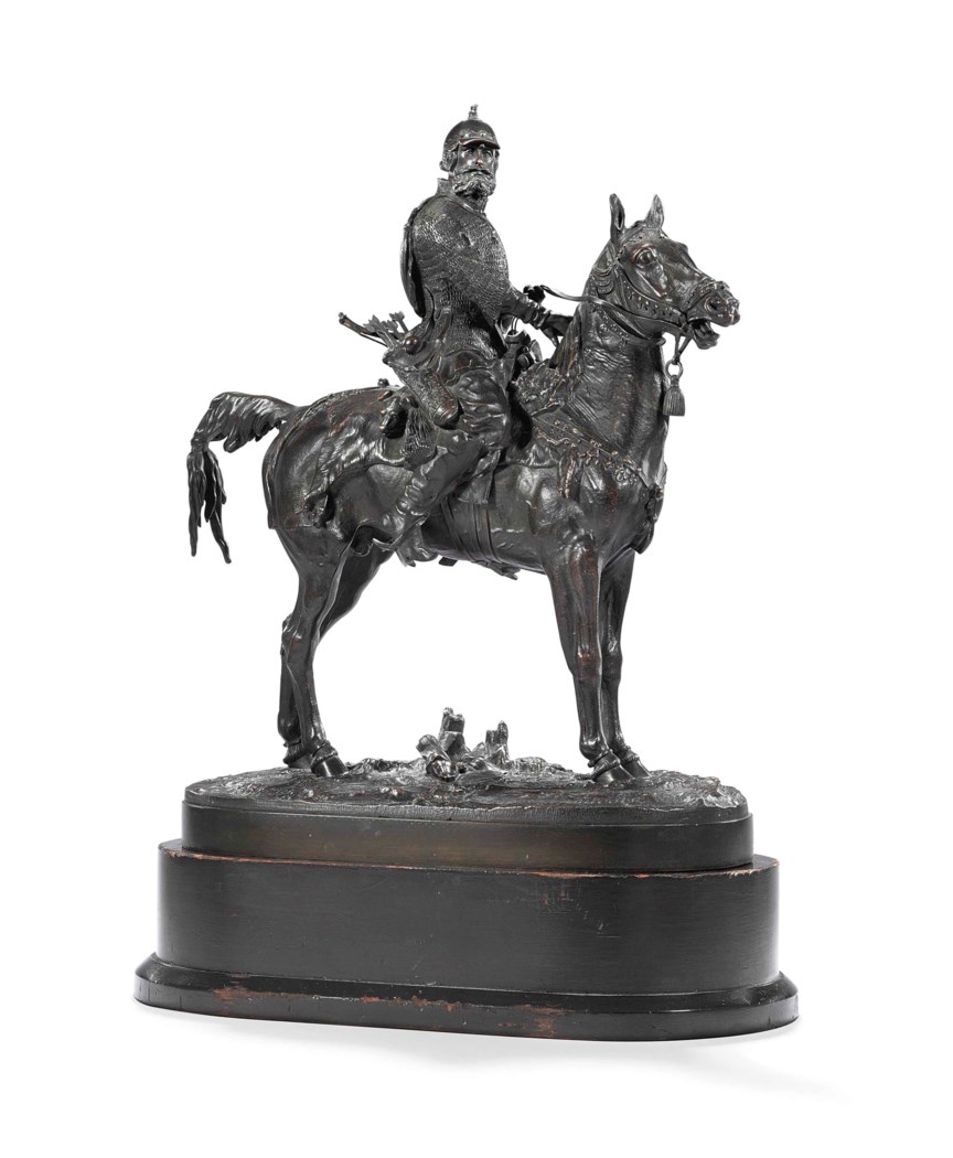 A BRONZE GROUP OF AN OPRICHNIK (PRINCE VIAZEMSKY) , AFTER THE MODEL BY ...