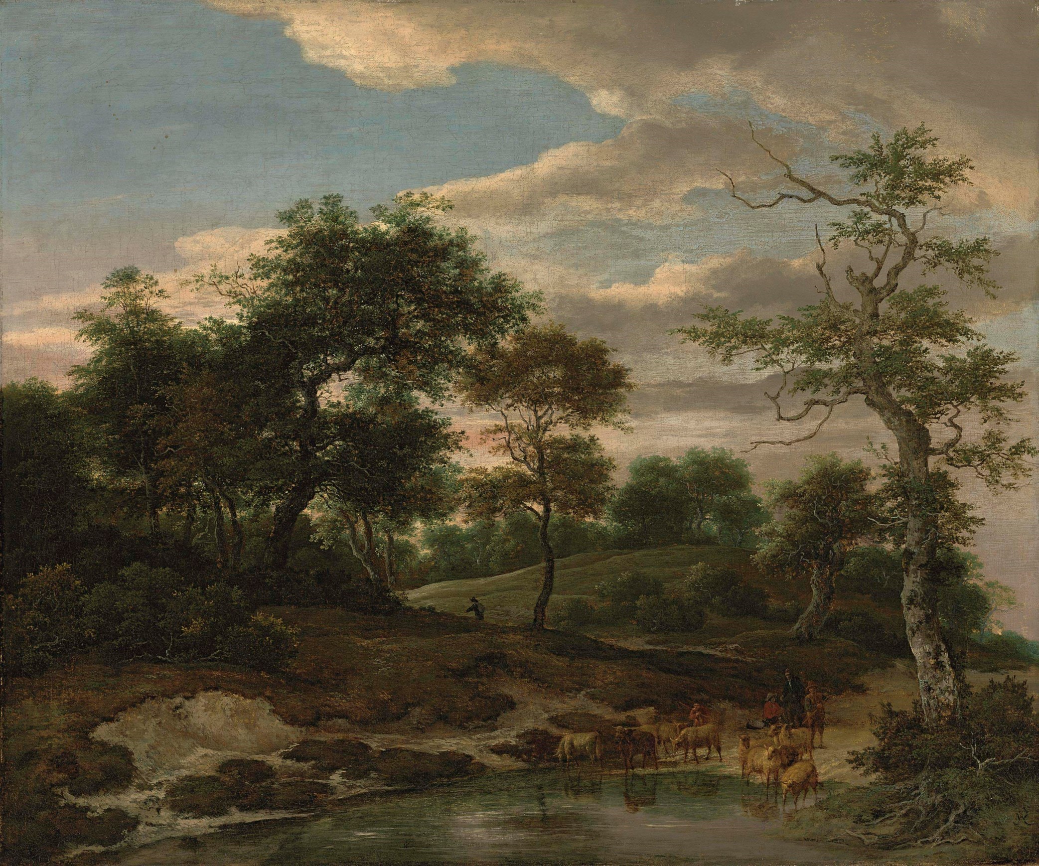Jacob van Ruisdael (Haarlem 1628/9-c. 1682 Amsterdam) , A wooded ...