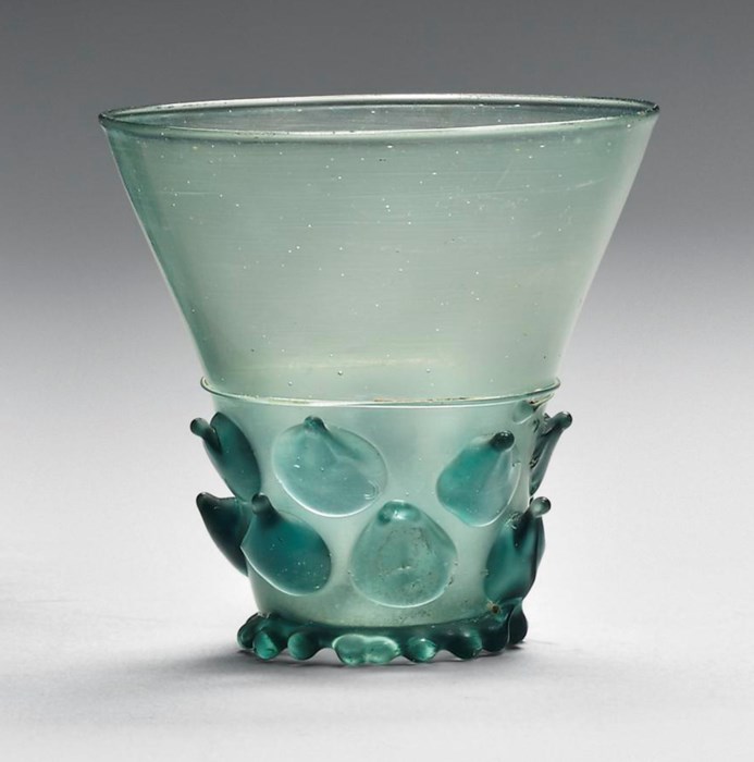 A GREEN GLASS BEAKER (BERKEMEYER) , SECOND HALF OF THE 16TH CENTURY ...