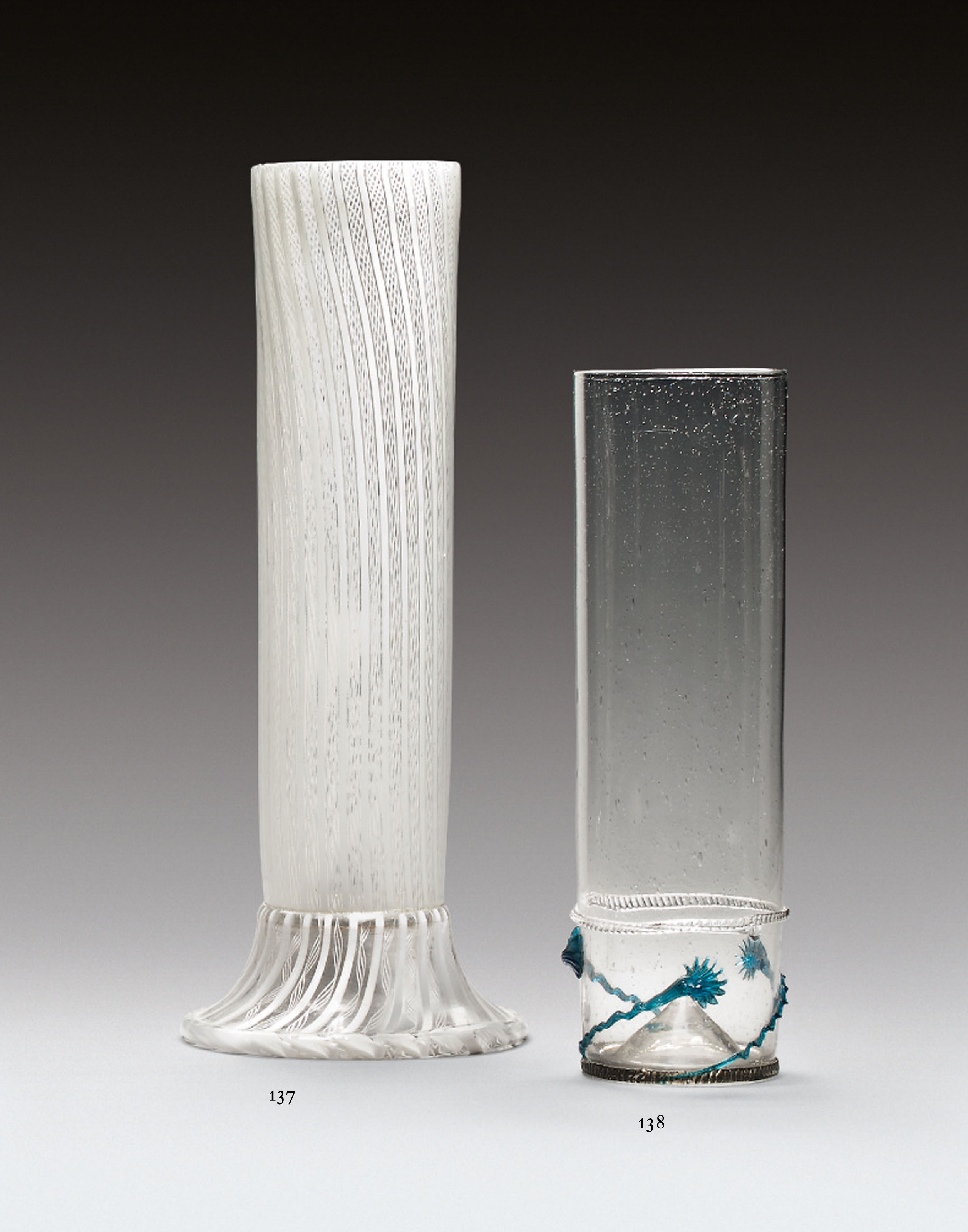 A FAÇON-DE-VENISE LATTICINIO GLASS TALL BEAKER OR STANGENGLAS