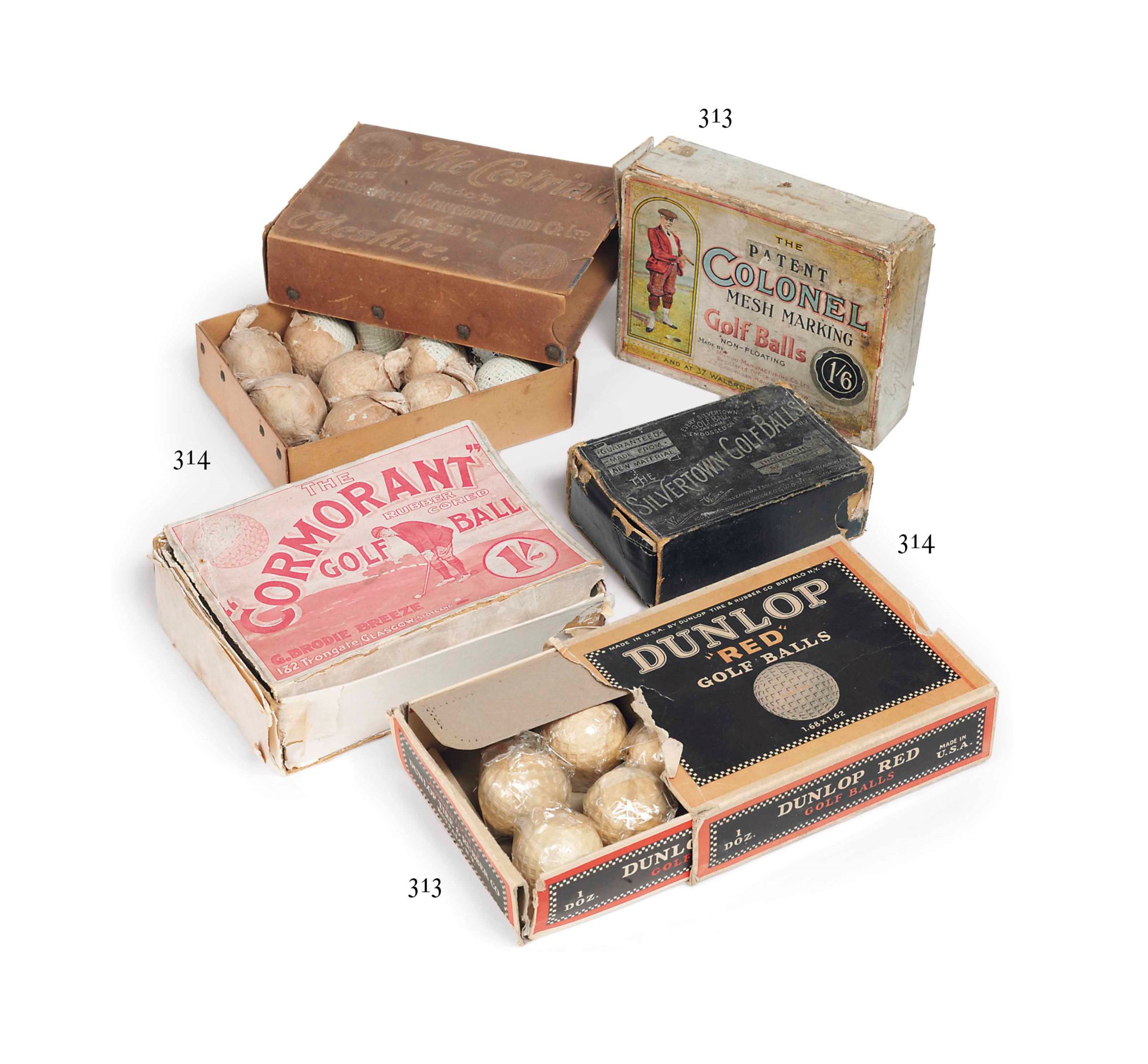 A PAINTED TIN DUNLOP GOLF BALL BOX