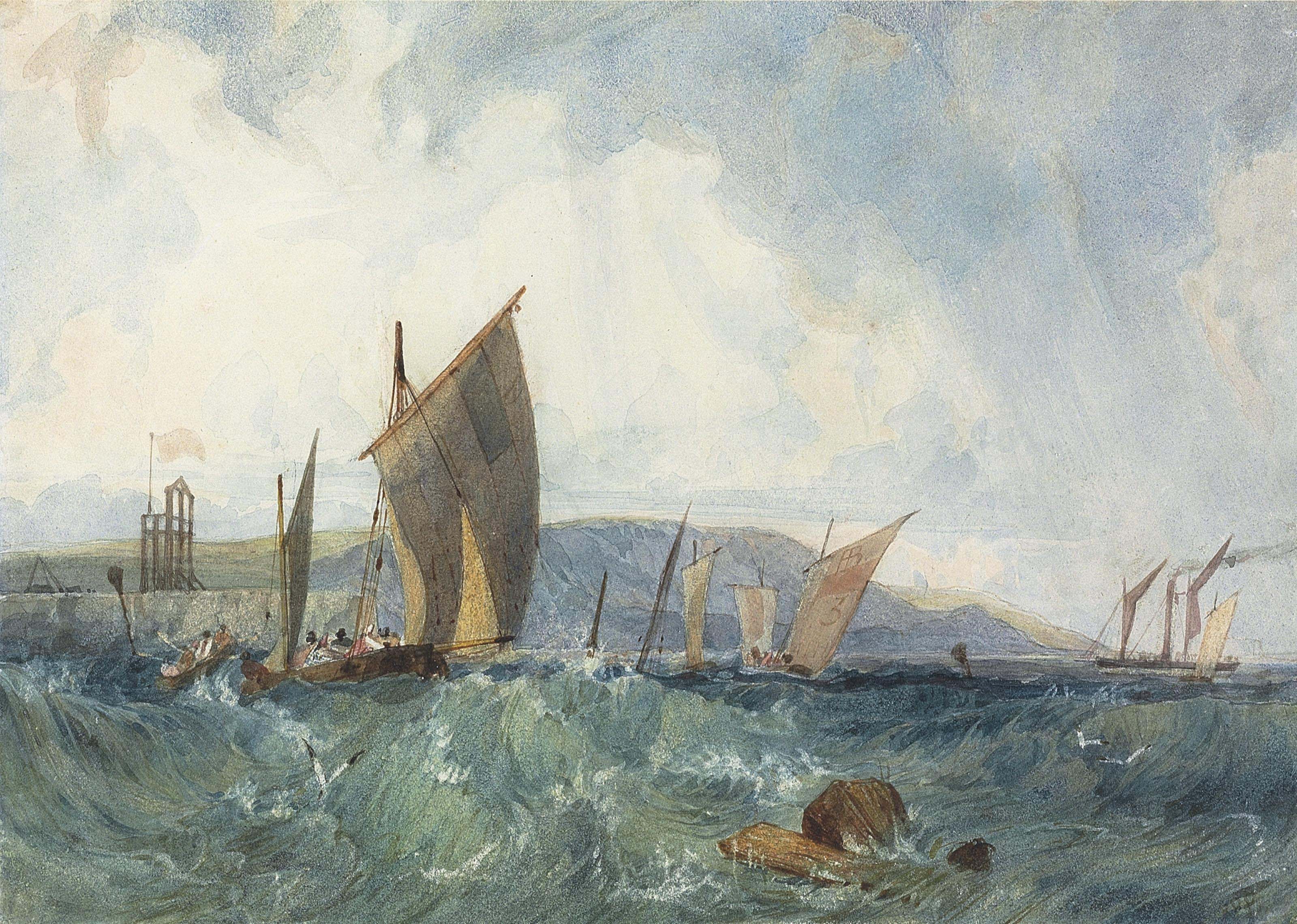 Richard Parkes Bonington (Arnold 1802-1828 London) , Shipping off the ...