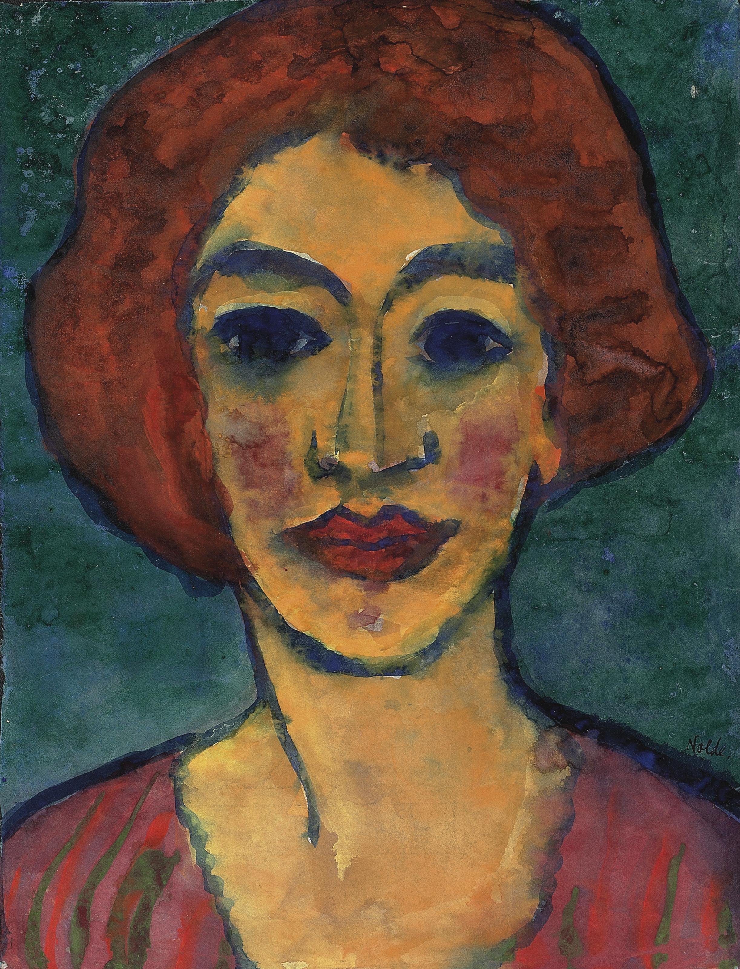 Emil Nolde (1867-1956) , Frauenkopf (rotbraunes Haar) | Christie's